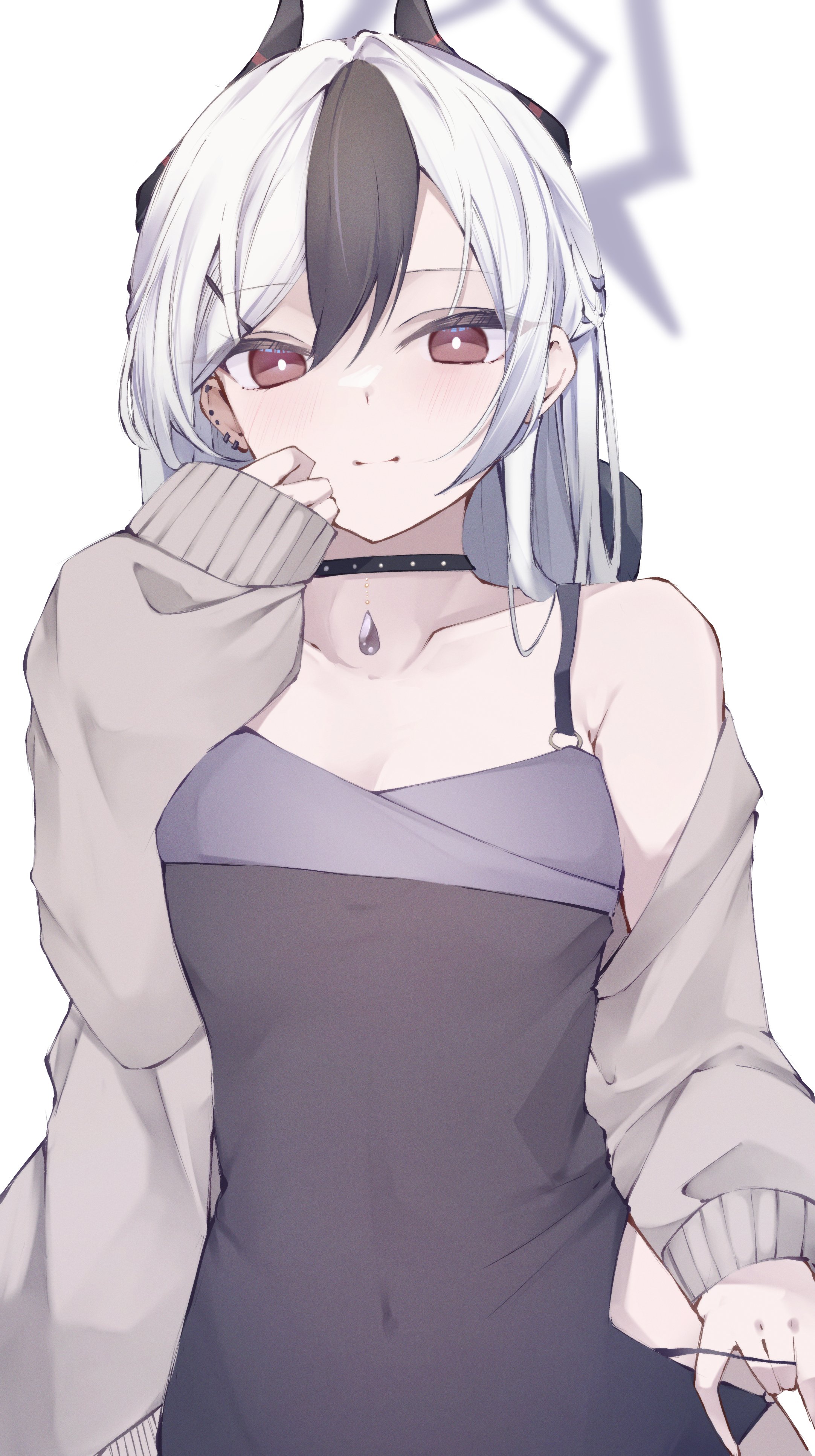 Safebooru - 1girl absurdres bare shoulders black choker black dress black eyeliner black hair ...