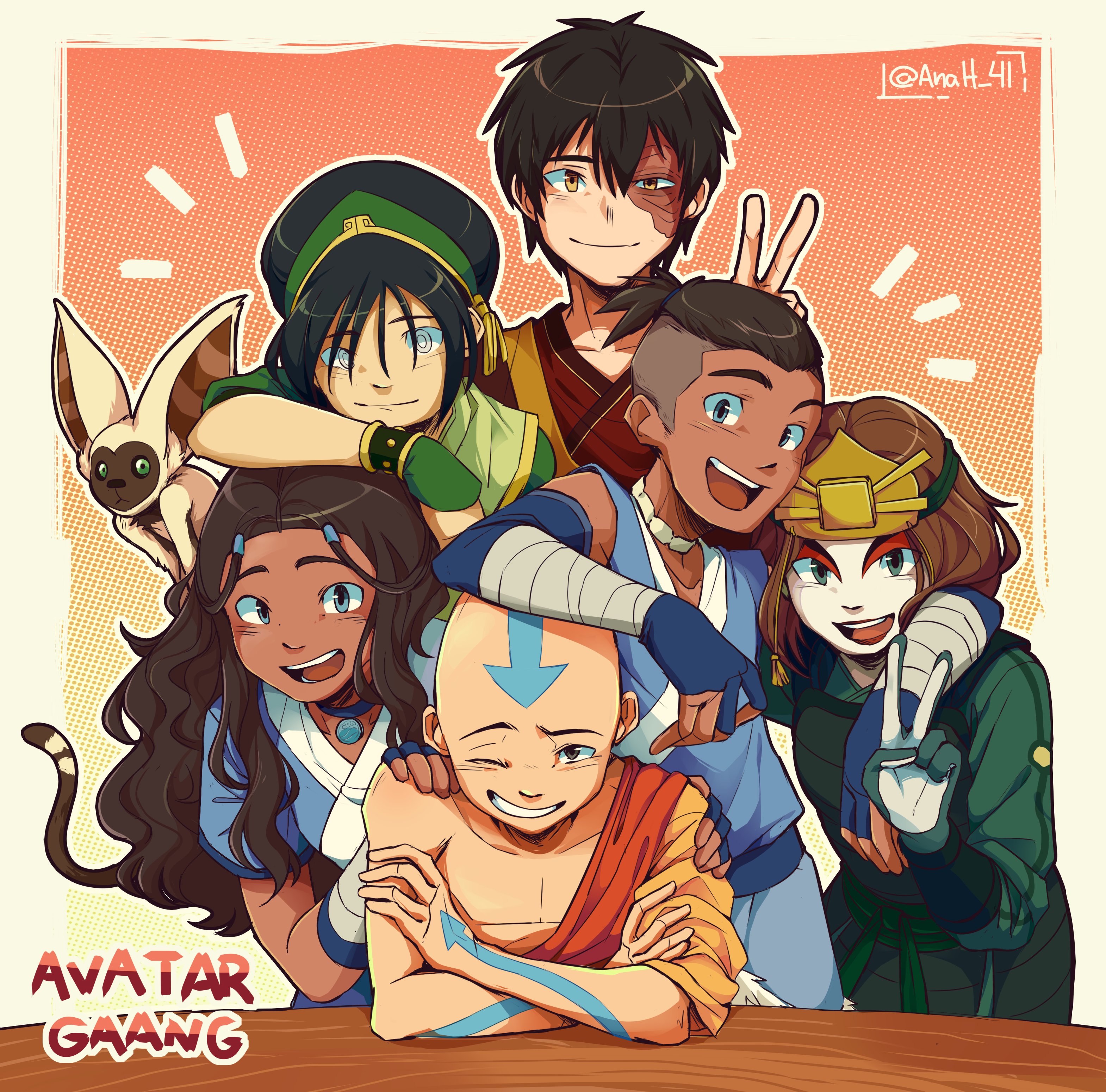 Safebooru - 3boys 3girls aang absurdres anah 41 artist name avatar: the last airbender avatar ...