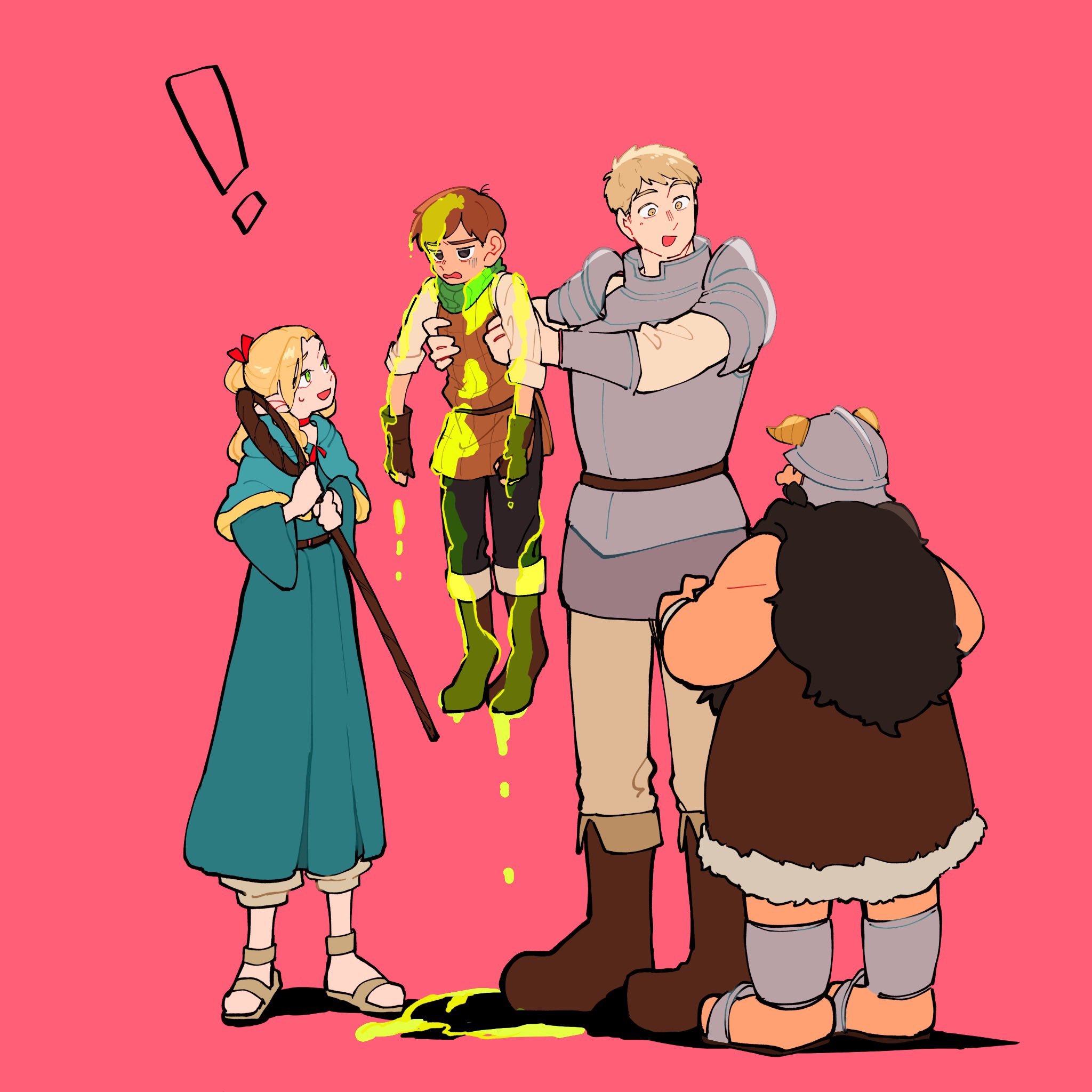 Safebooru - ! 1girl 3boys armor beard black eyes blonde hair blue capelet blue robe boots braid ...