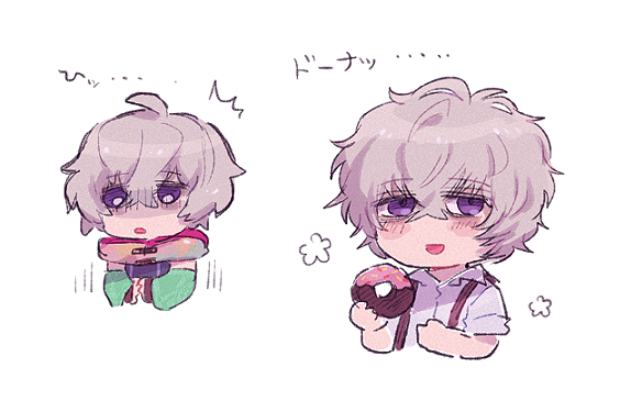 Safebooru - 1boy bags under eyes bare shoulders chibi chiimako detached ...