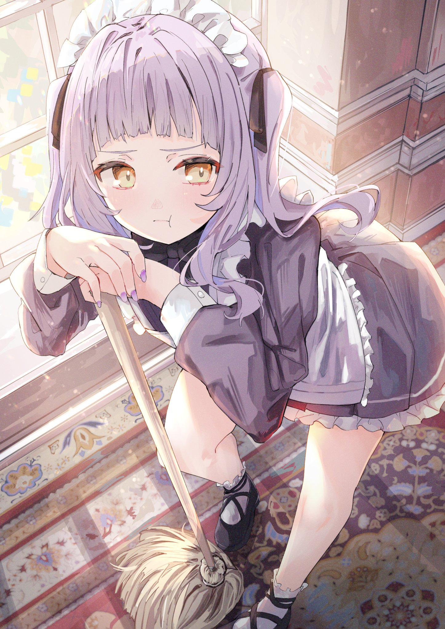 Safebooru - 1girl :t alternate costume arched bangs black footwear black ribbon bow bowtie ...