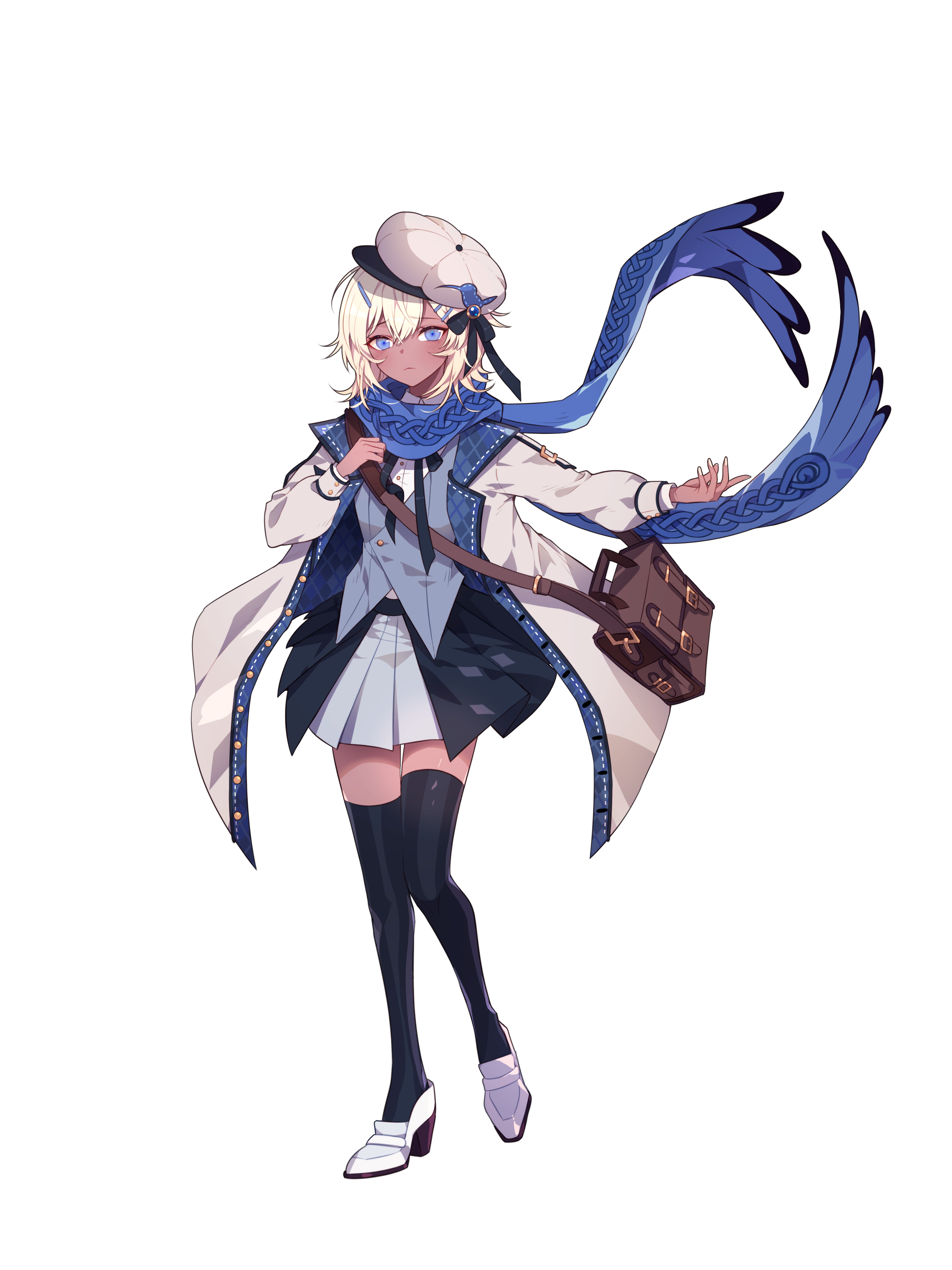 Safebooru - 1girl absurdres bag blazer blonde hair blue eyes dark skin esper (quantum protocol ...