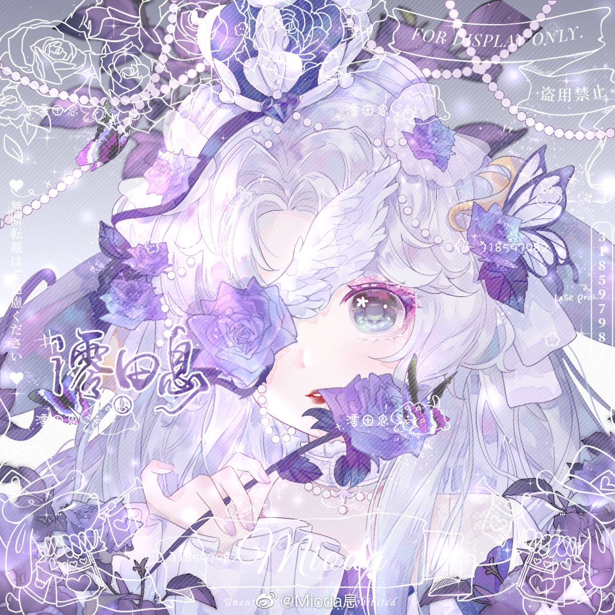 Safebooru - 1girl angel bare shoulders bead necklace beads blue eyes blue headwear bow bug ...