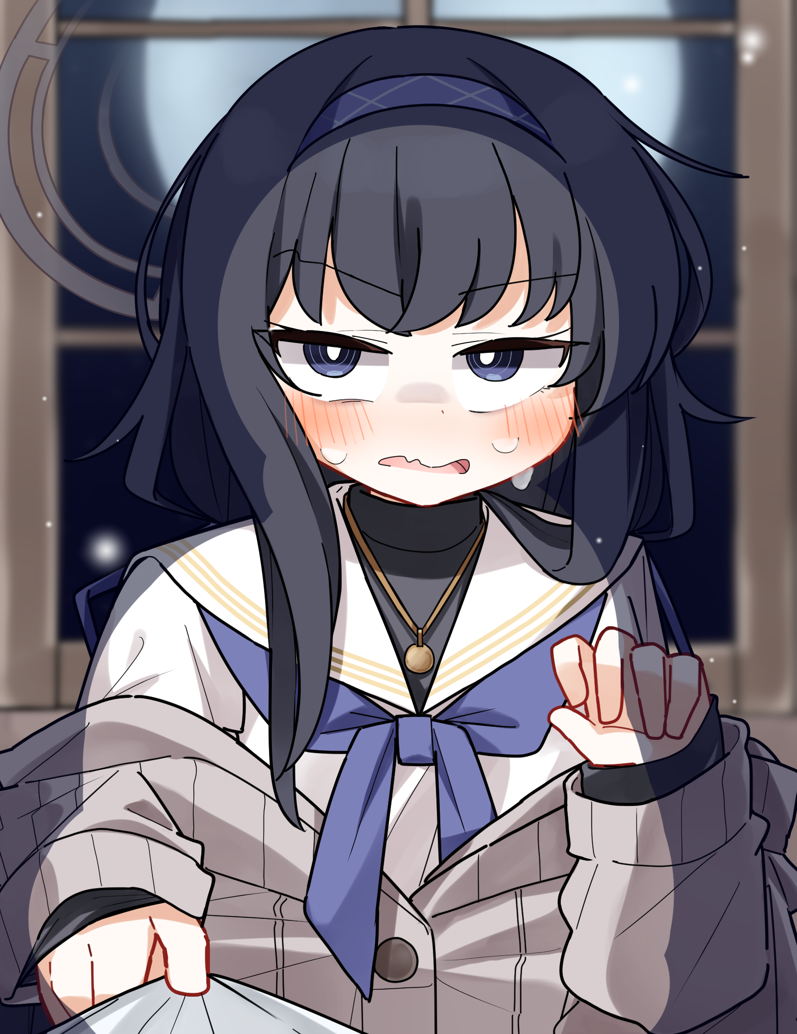 Safebooru - 1girl bags under eyes black hair blue archive blue eyes blue hairband blue ...