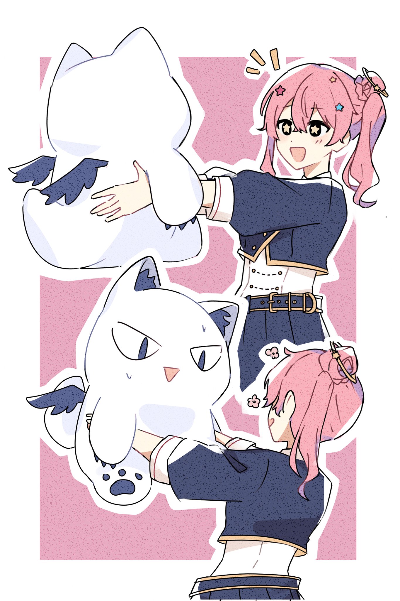 Safebooru - 1girl :d anemachi animal belt black belt black eyes blue ...