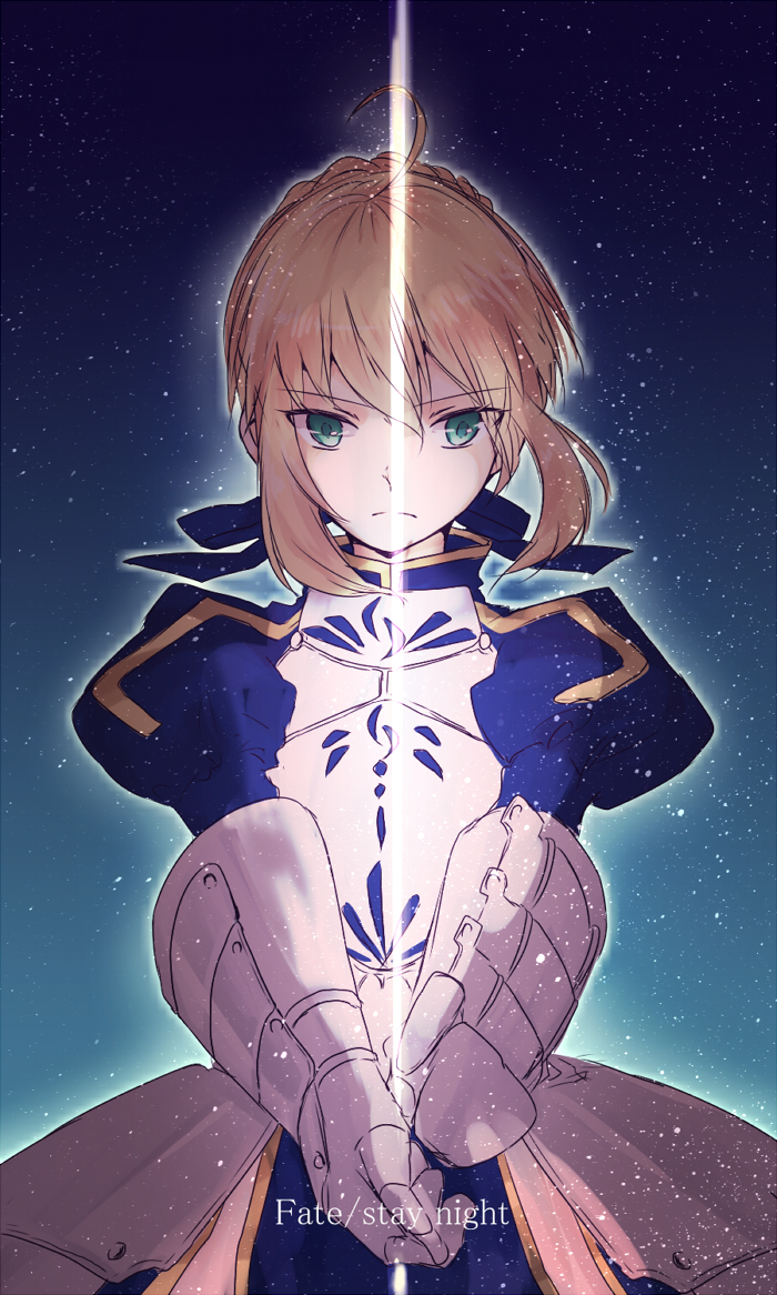 Safebooru - 1girl ahoge armor armored dress artoria pendragon (fate) blonde hair blue dress ...