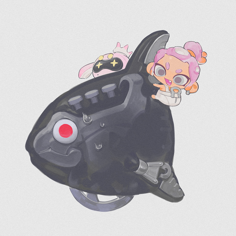 Safebooru - 1girl agent 8 (splatoon) drone fang fish fish skeleton grey ...
