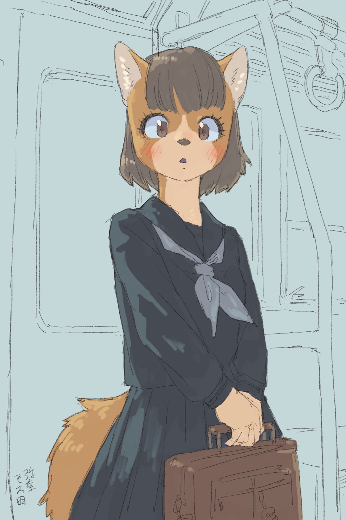 Safebooru - 1girl bag black hair black serafuku black shirt black skirt blush center-flap bangs ...