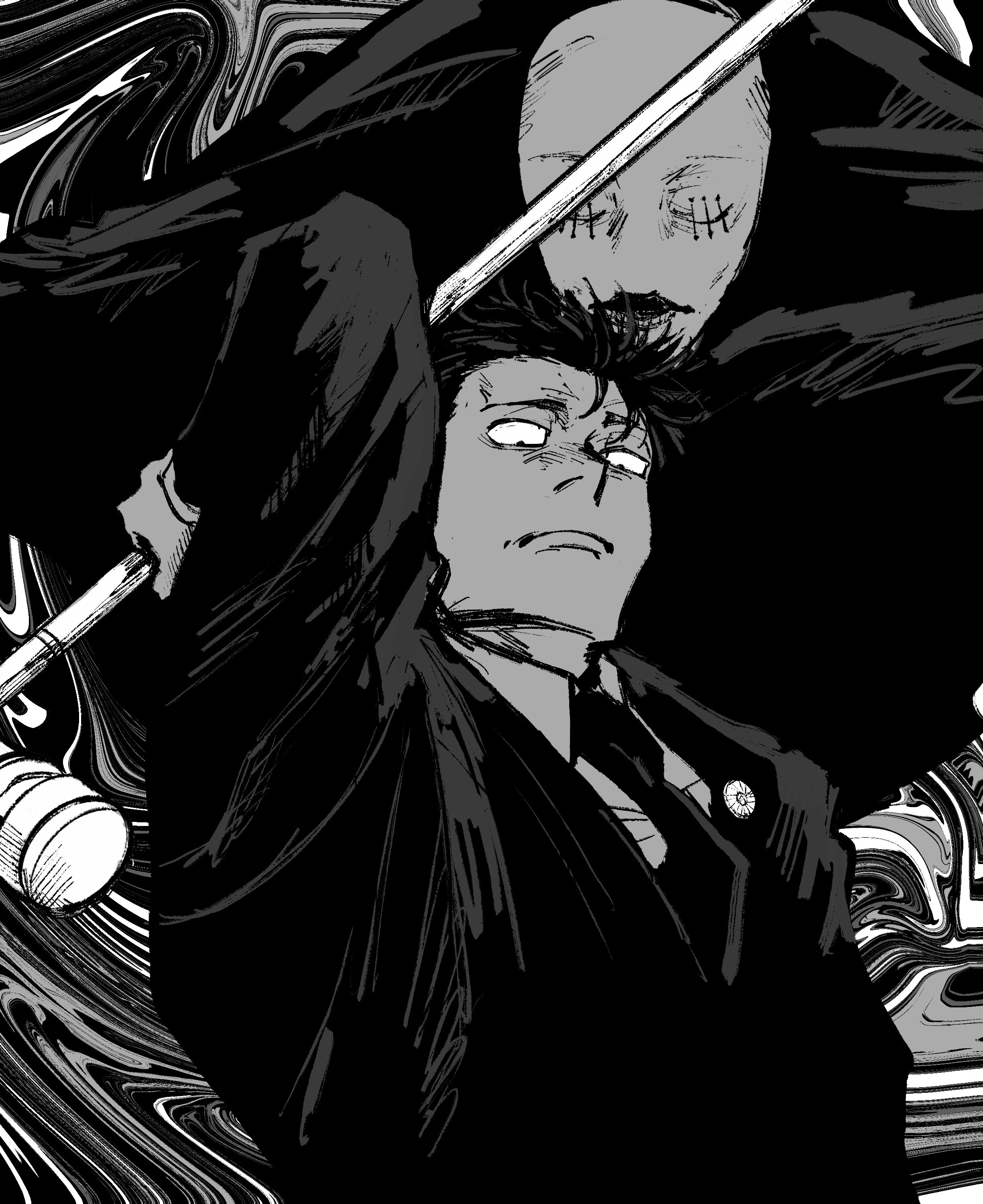 Safebooru - 1boy 1other absurdres black jacket black necktie dress ...