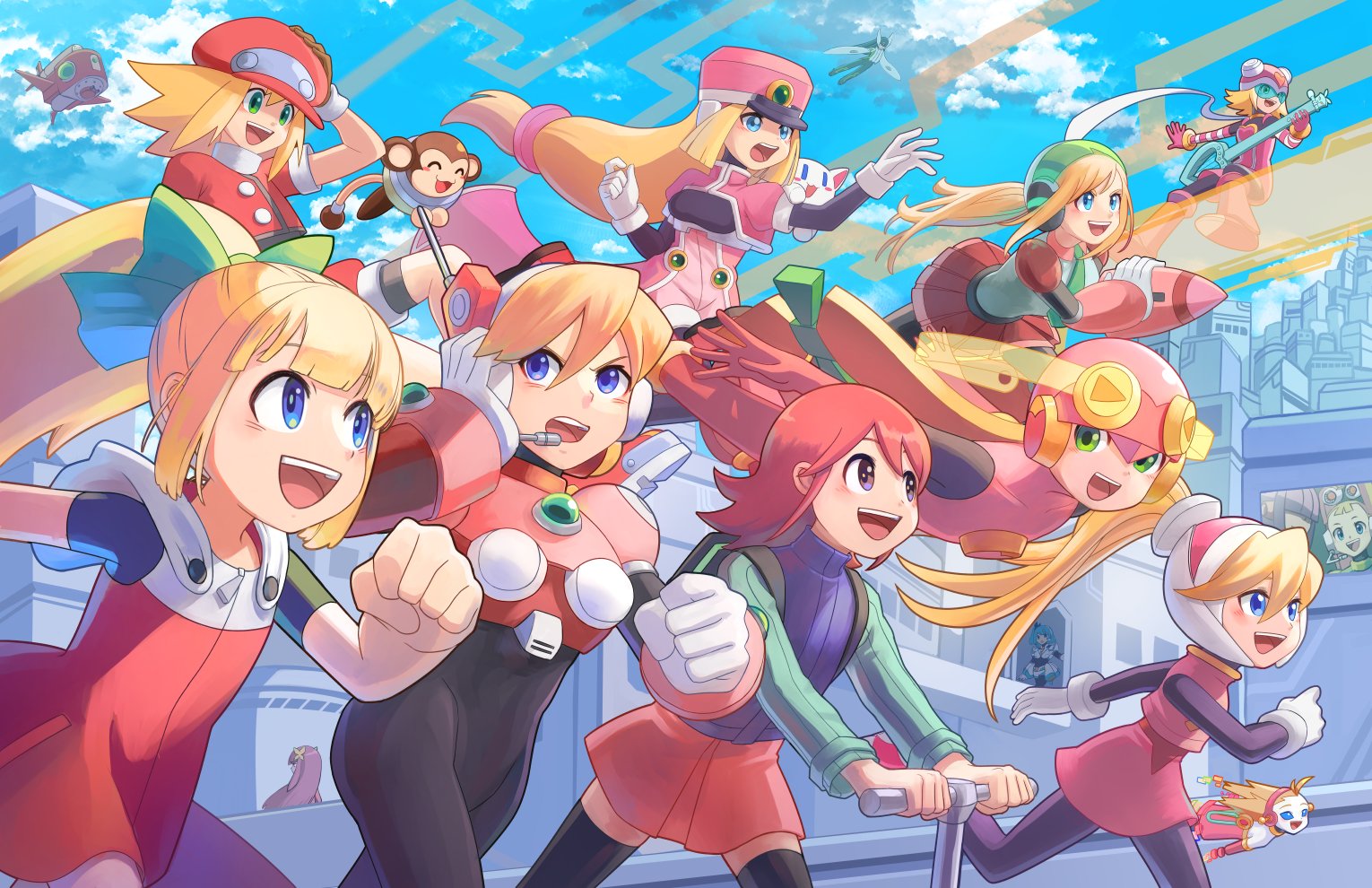 Safebooru - 6+girls alia (mega man) artist name blonde hair blue eyes ...