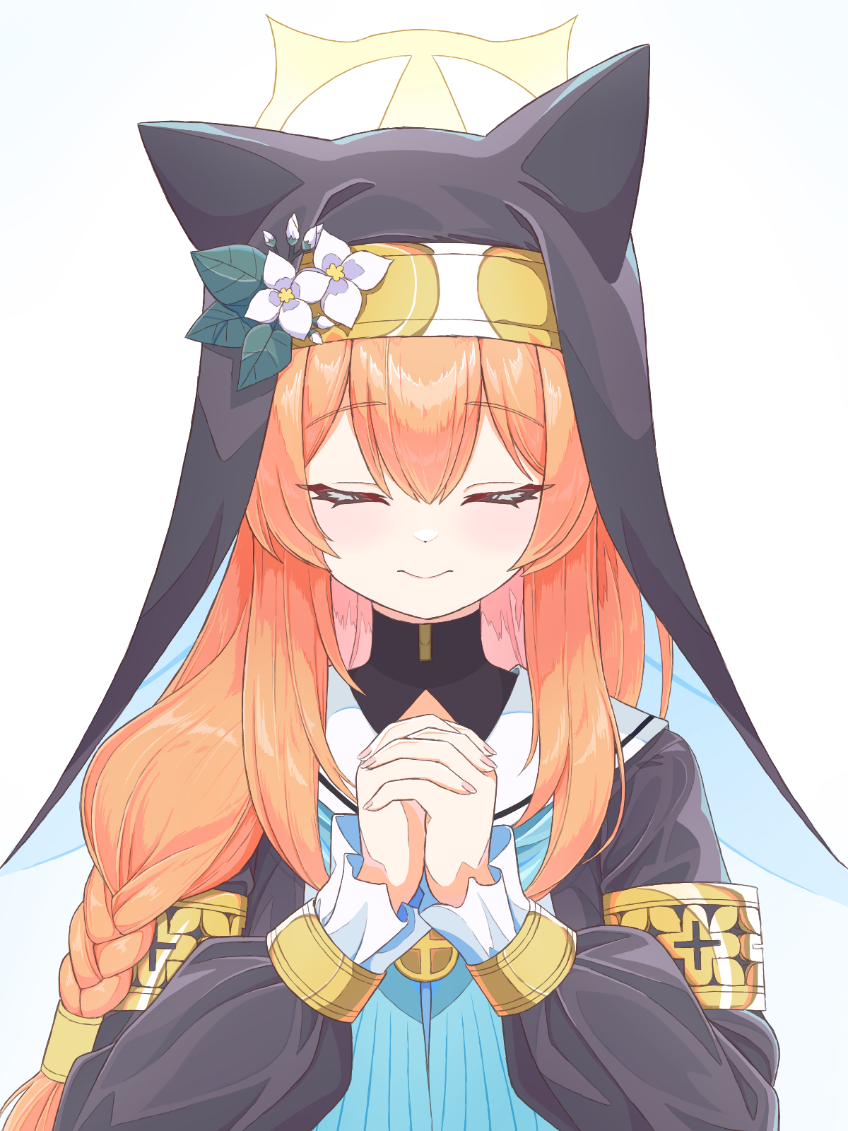 Safebooru - 1girl animal ear headwear black headwear blue archive blue neckerchief closed eyes ...