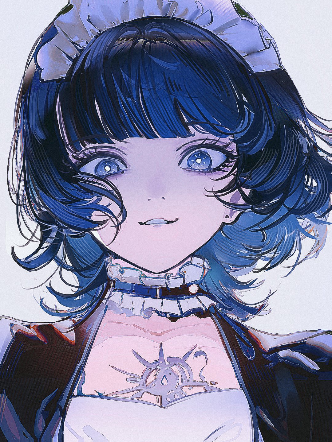 Safebooru 1girl Black Choker Blue Background Blue Eyes Blue Hair 6729