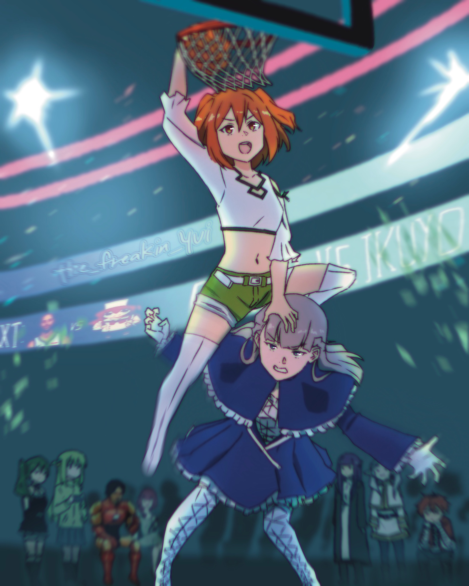 Safebooru - 2boys 6+girls ahoge alternate hair color armor ball ...