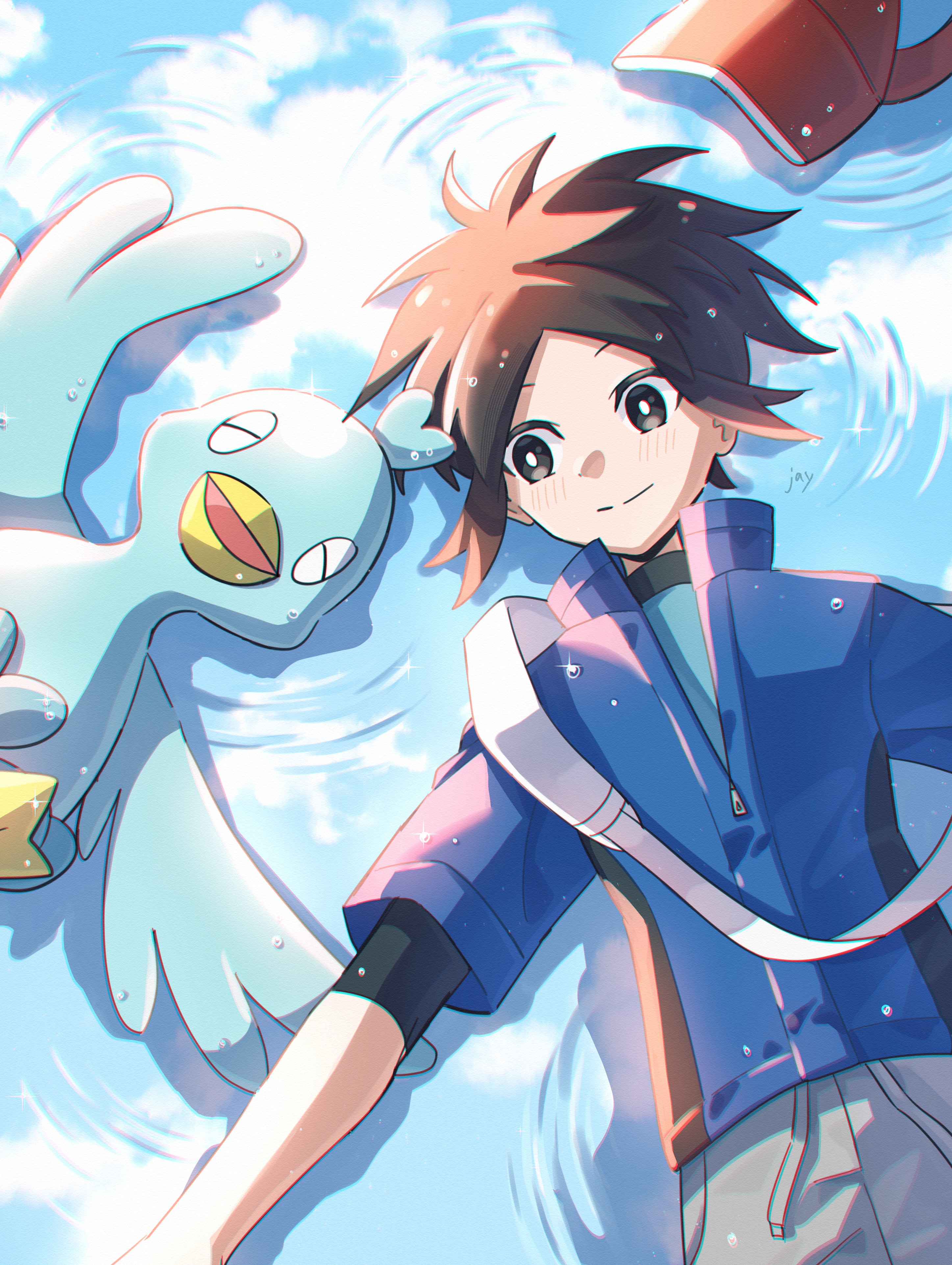 Safebooru - 1boy absurdres blue jacket blush bodysuit bodysuit under ...