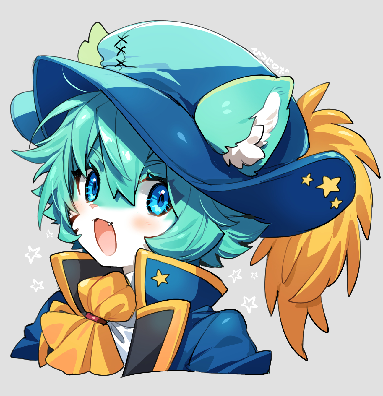 Safebooru - 1boy animal ears ascot blue eyes blue hair blue headwear blue jacket blush cat boy ...