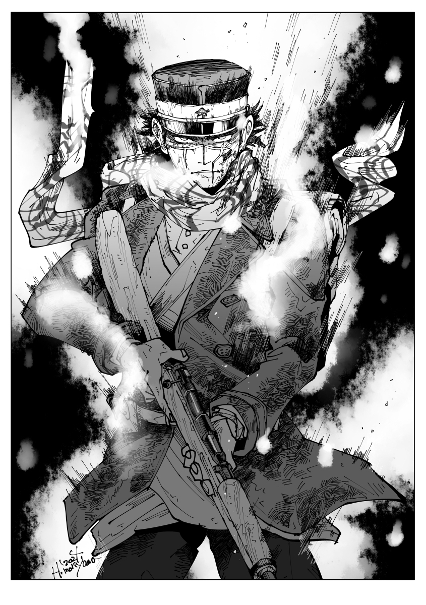 Safebooru - 1boy arisaka birthday blood blood on face bolt action ...