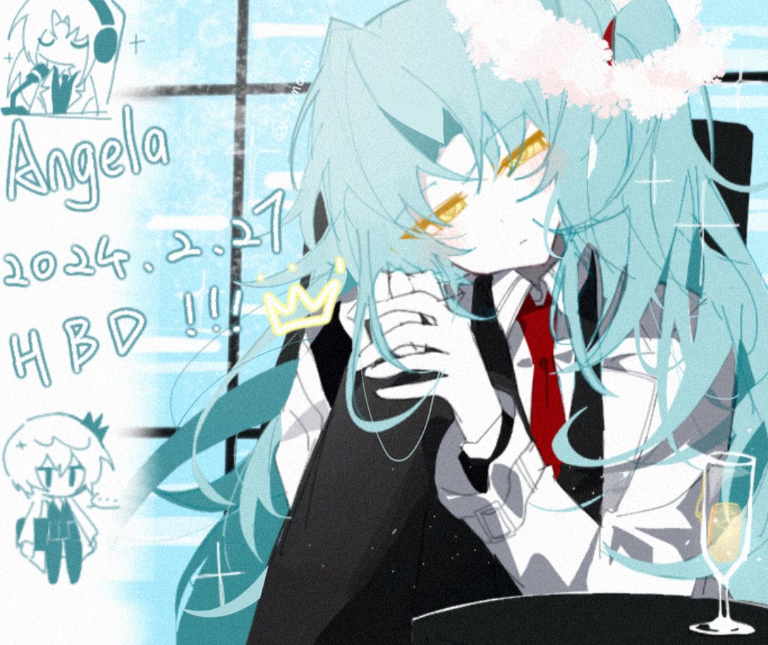 Safebooru - 1girl angela (project moon) black vest blue hair blush closed mouth collared shirt ...