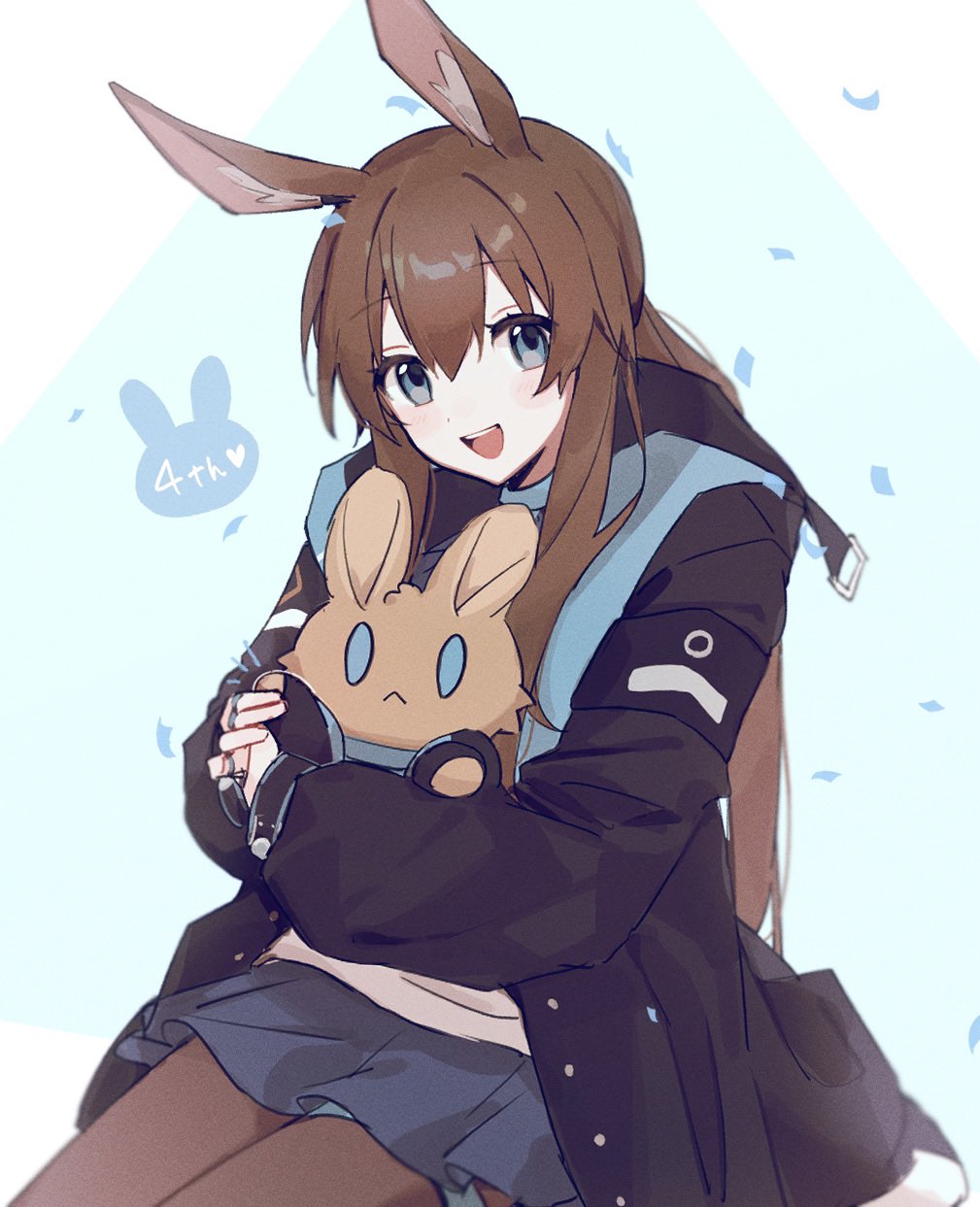 Safebooru - 1girl :d amiya (arknights) animal ear fluff animal ears anniversary arknights black ...