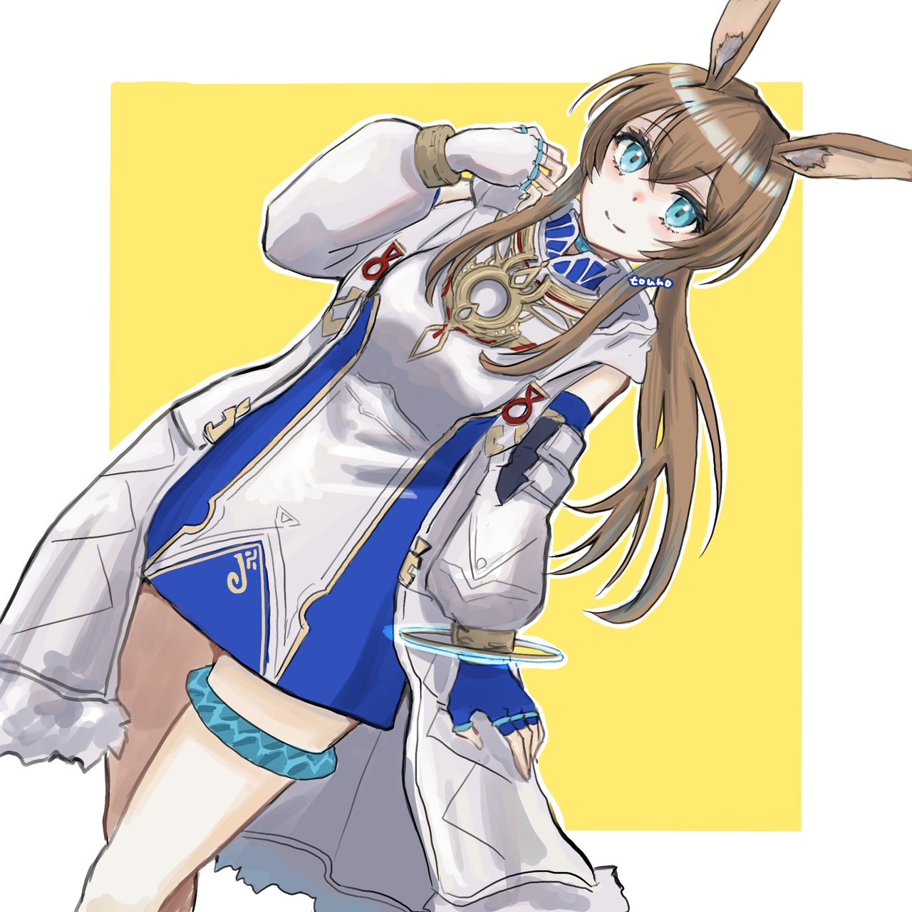 Safebooru - 1girl amiya (arknights) animal ear fluff animal ears arknights asymmetrical gloves ...