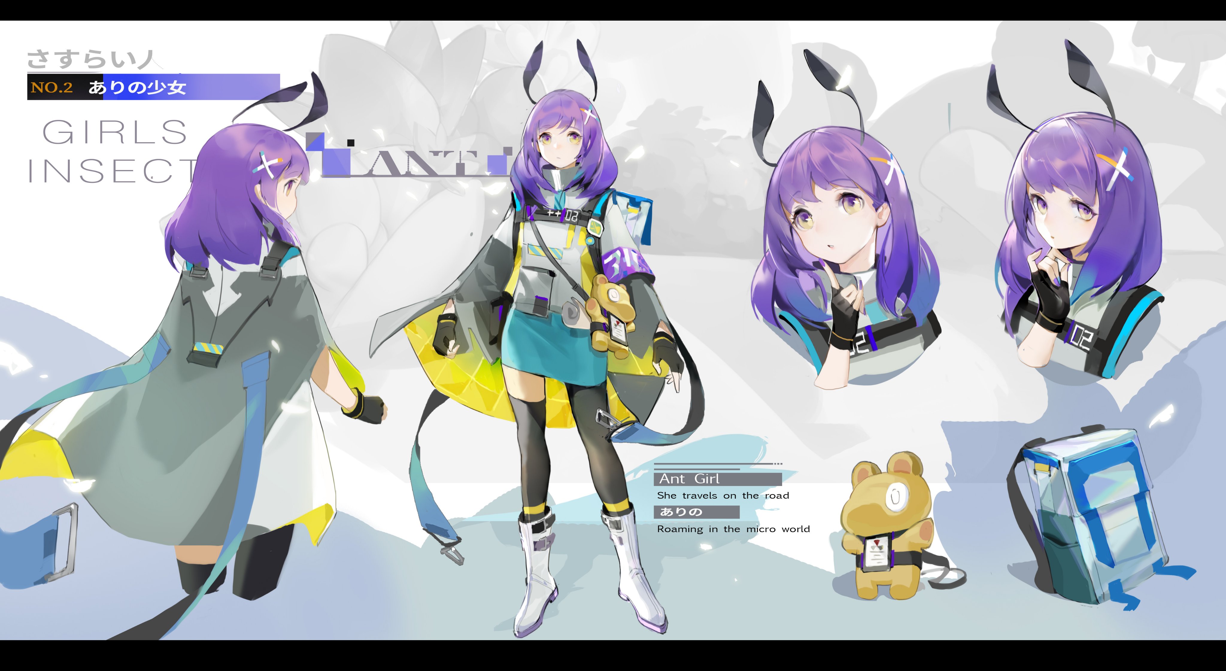 Safebooru - 1girl absurdres animal bag antennae asymmetrical legwear backpack bag black gloves ...