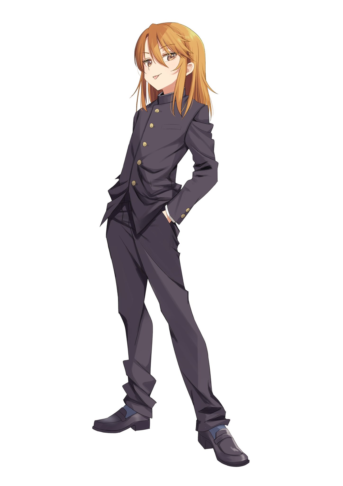 Safebooru - 1girl :p crossdressing full body gakuran hands in pockets ...
