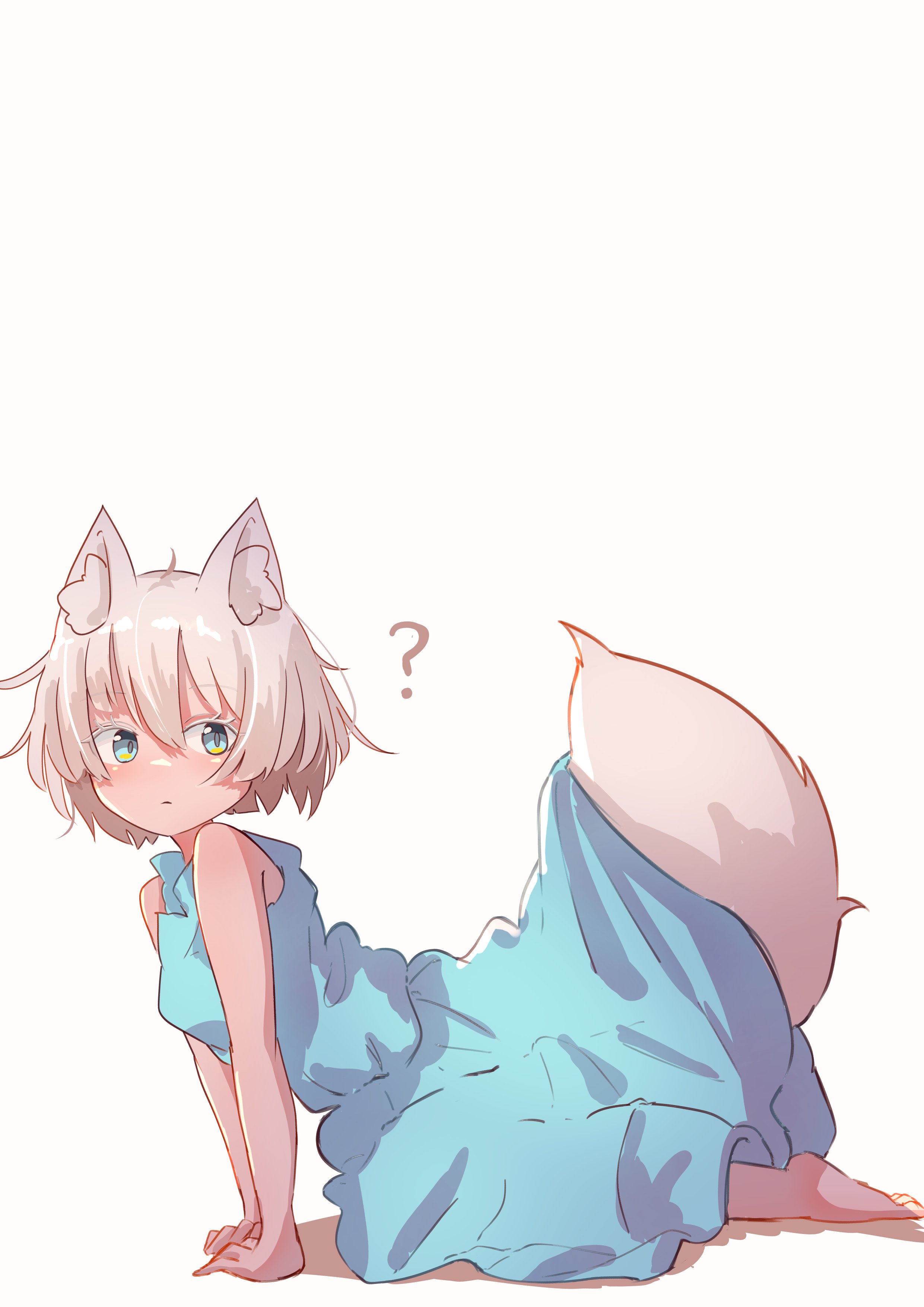 Safebooru - 1girl ? absurdres animal ear fluff animal ears bare arms bare shoulders barefoot ...