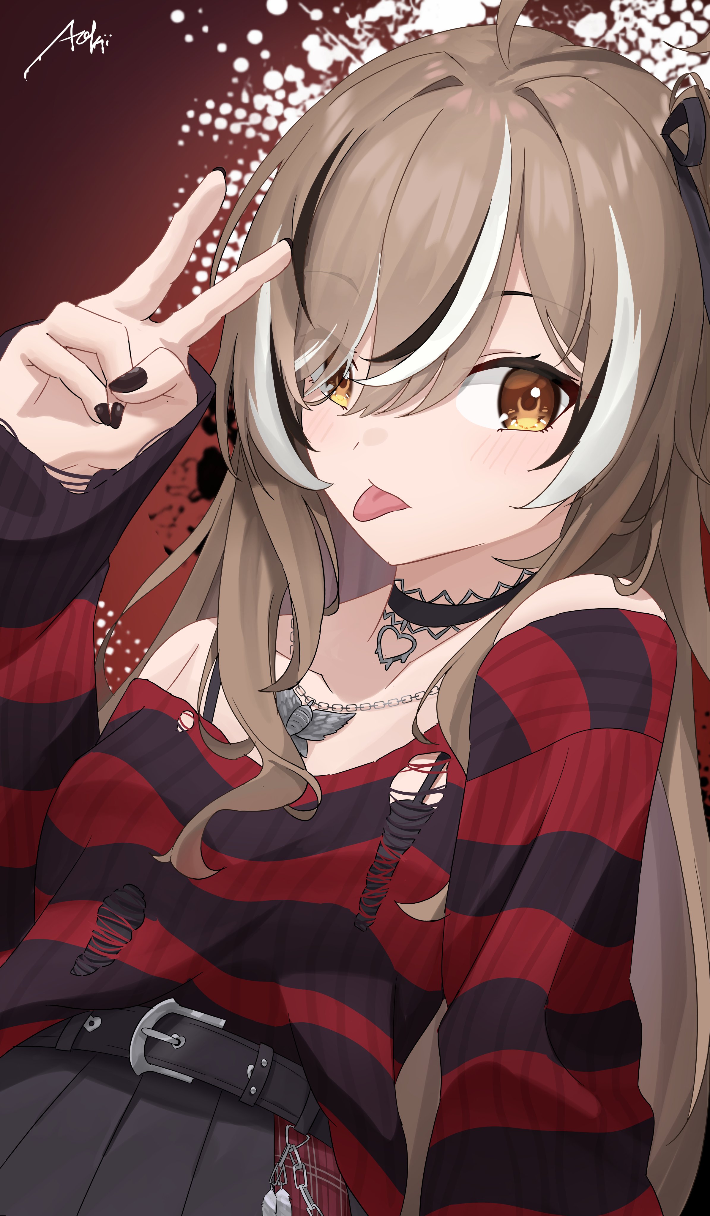 Safebooru - absurdres aokii belt belt chain black belt black choker black nails black skirt ...