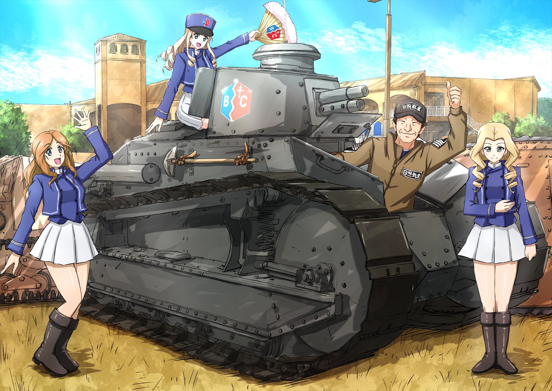 Safebooru - 1boy 3girls baseball cap bc freedom (emblem) bc freedom military uniform black ...