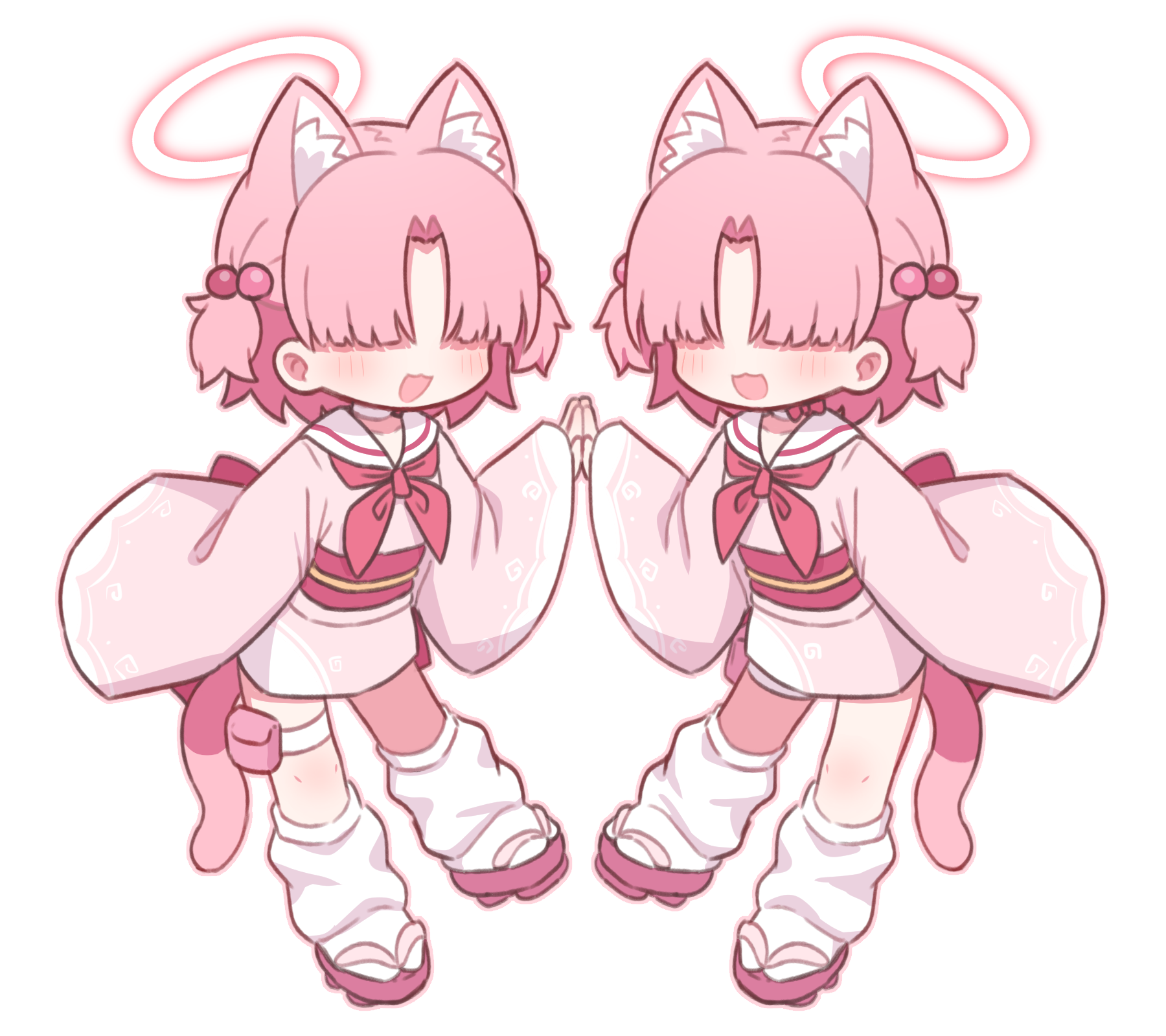 Safebooru - 2girls :d animal ear fluff animal ears blue archive blush cat ears cat girl cat tail ...