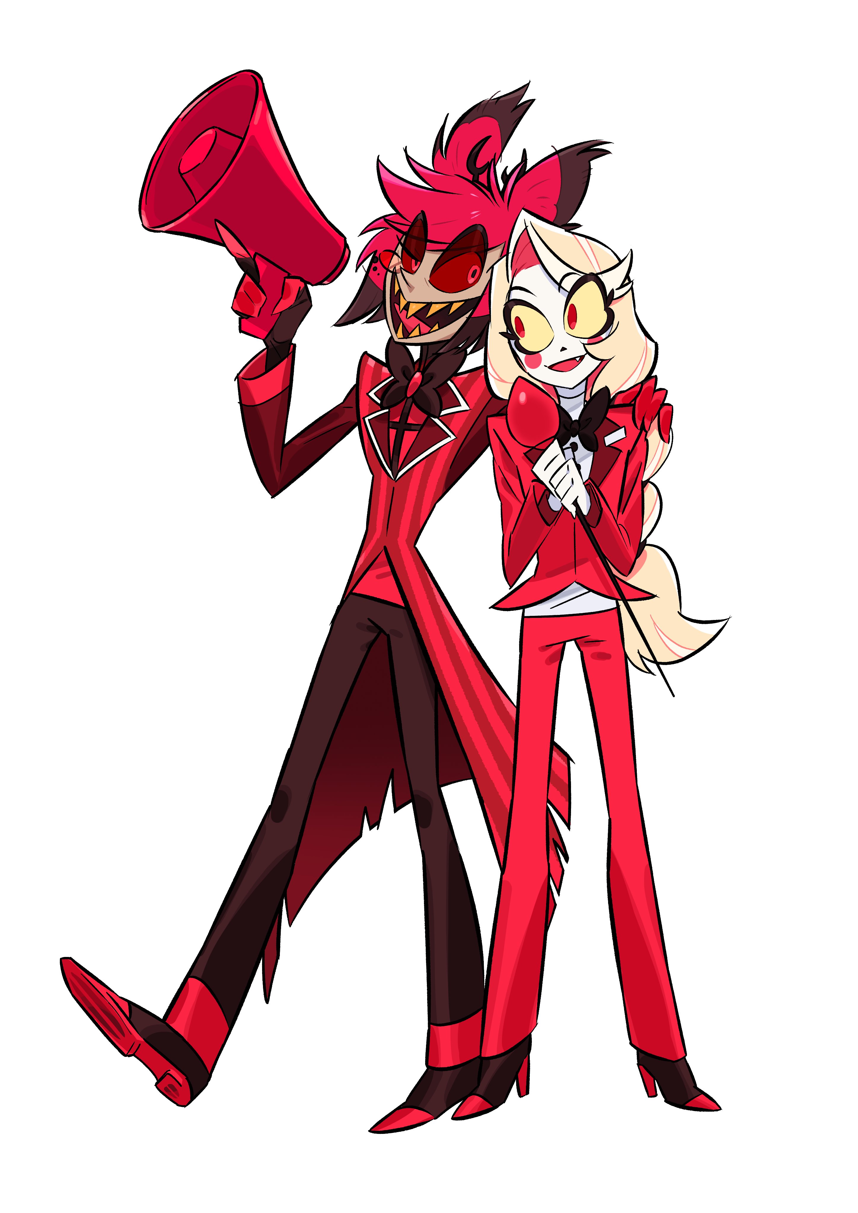 Safebooru - 1boy 1girl absurdres alastor (hazbin hotel) cane charlie ...