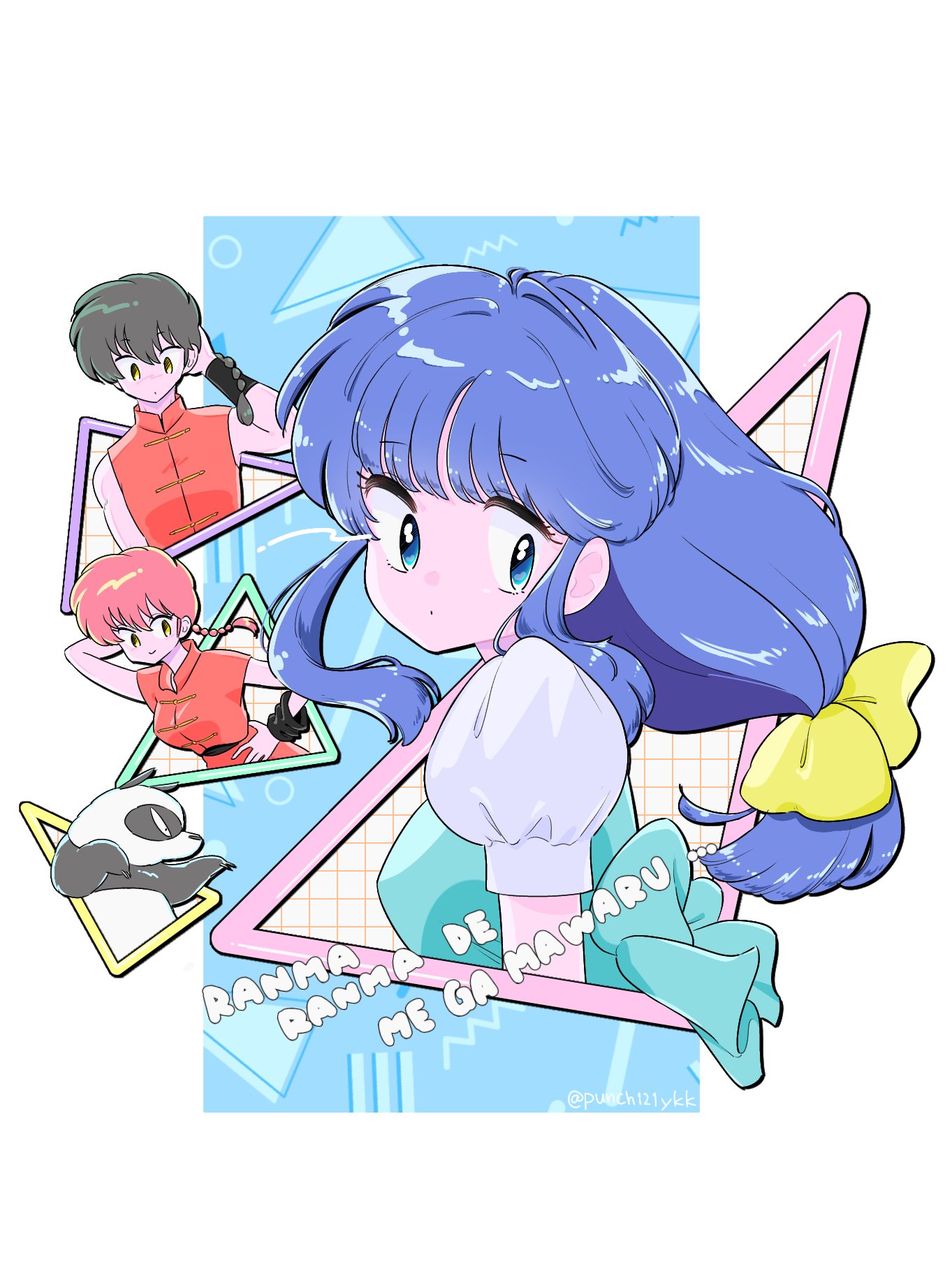 Safebooru - 2girls animal blue eyes blue hair bow breasts circle dual ...
