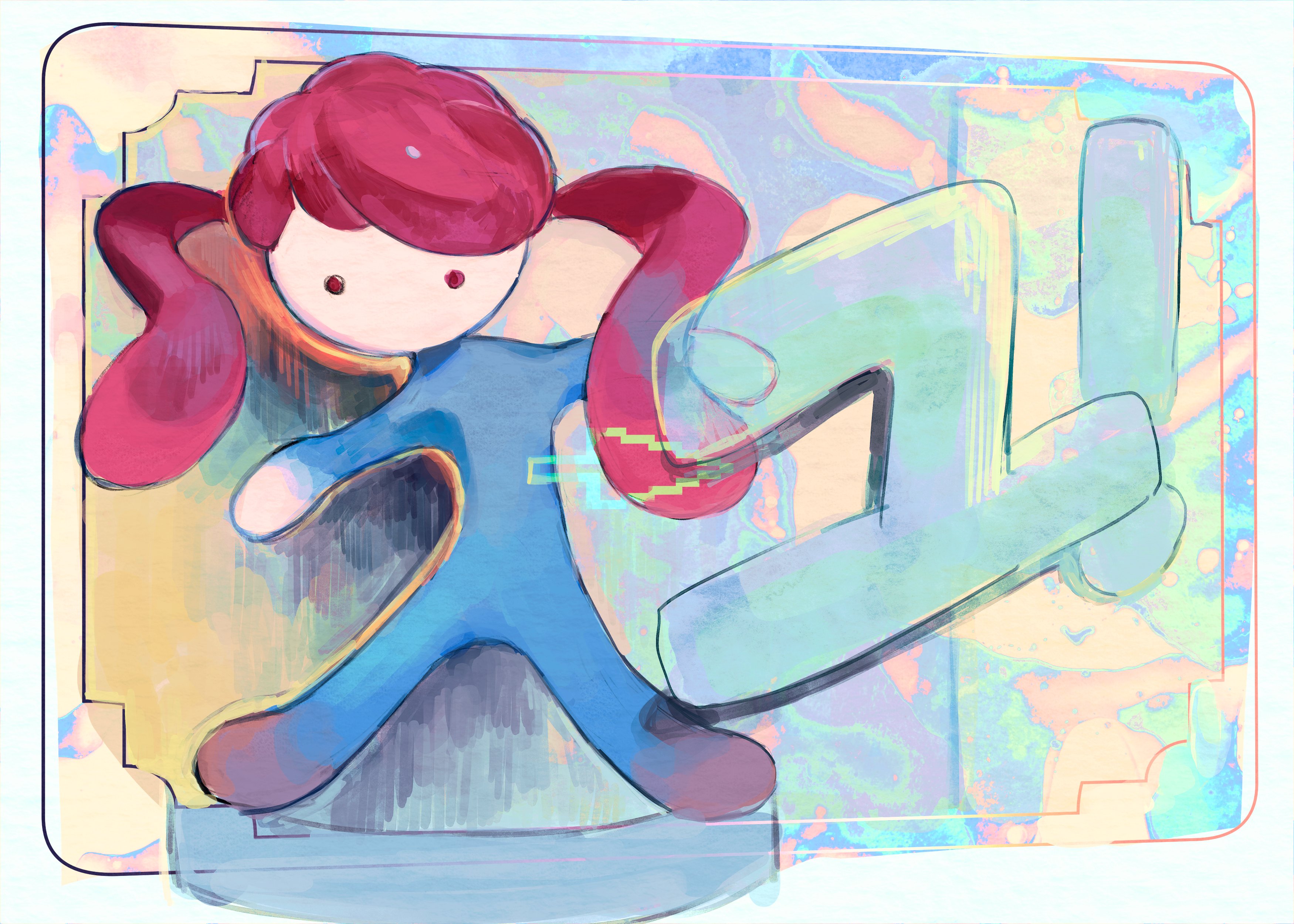 Safebooru - 1girl abstract abstract background absurdres blue ...
