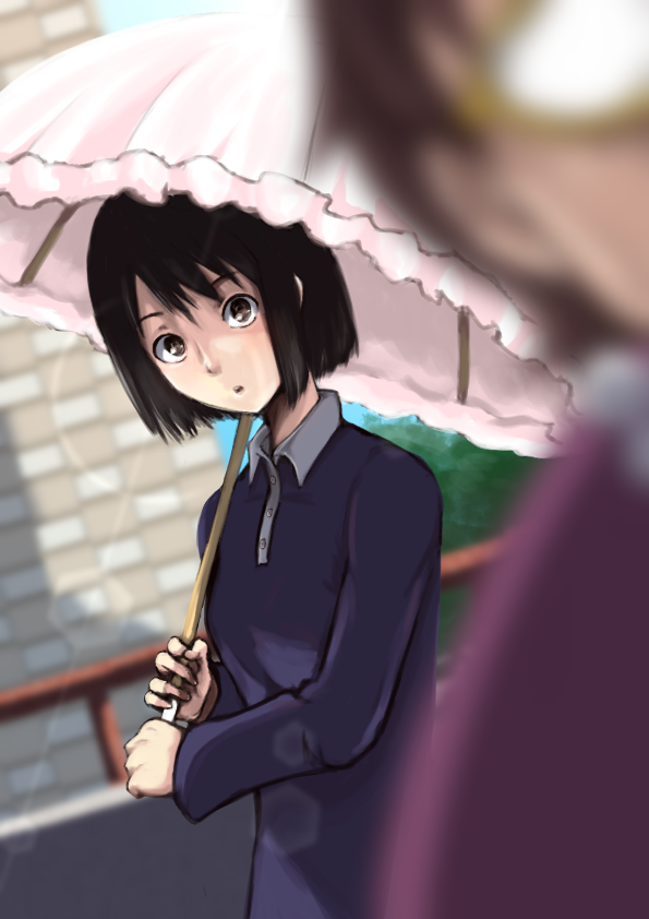 Safebooru - 2girls :o aunt and niece black hair blurry blurry background blurry foreground bob ...