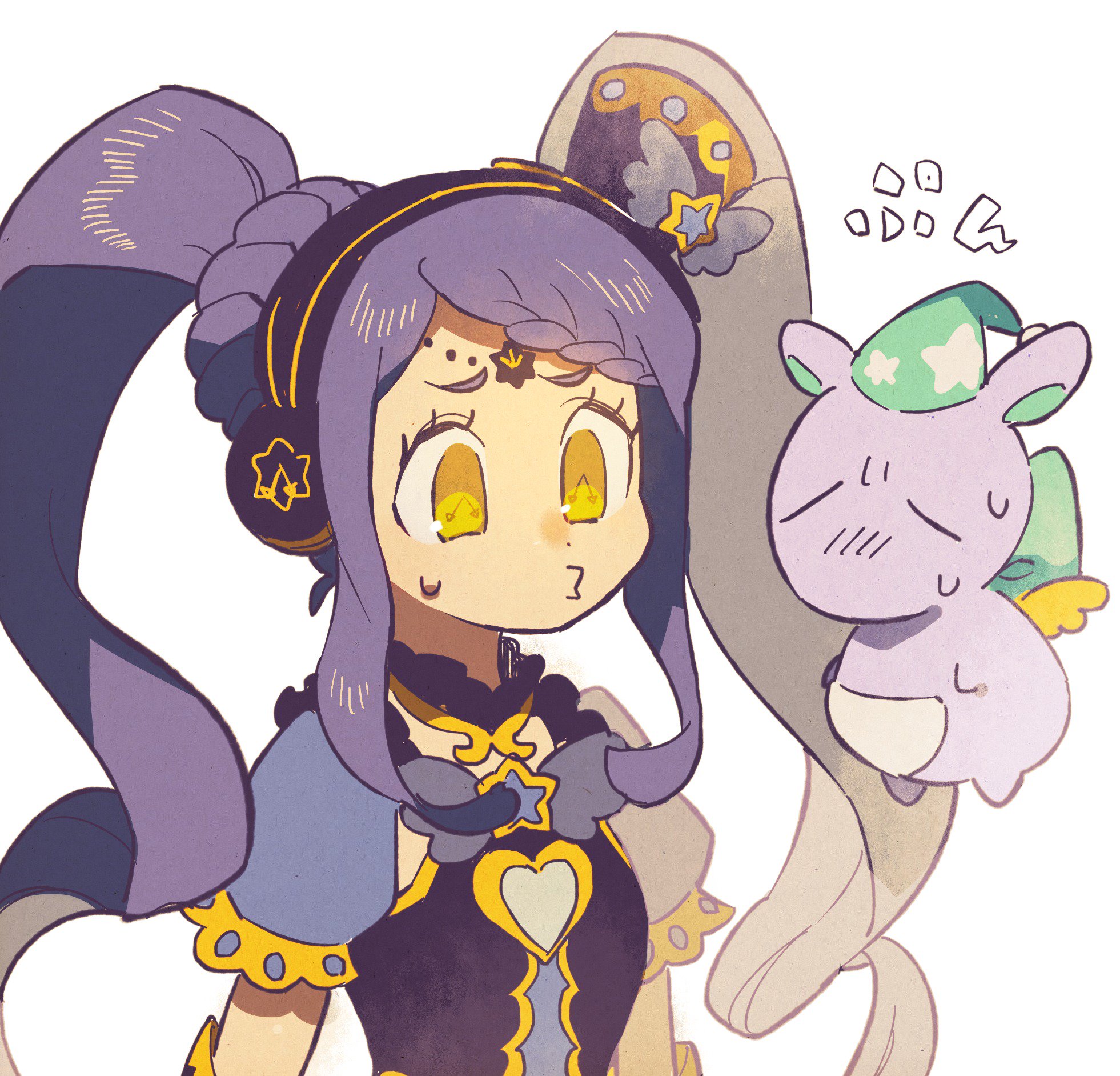 Safebooru - 1girl baku (creature) blue hair braid braided bangs closed ...