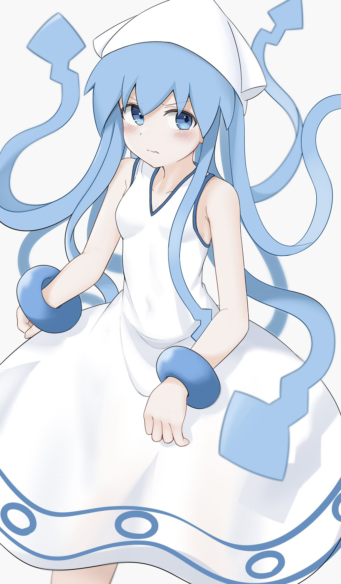 Safebooru - 1girl aqua eyes aqua hair blue eyes blue hair blush breasts dress hat highres ...