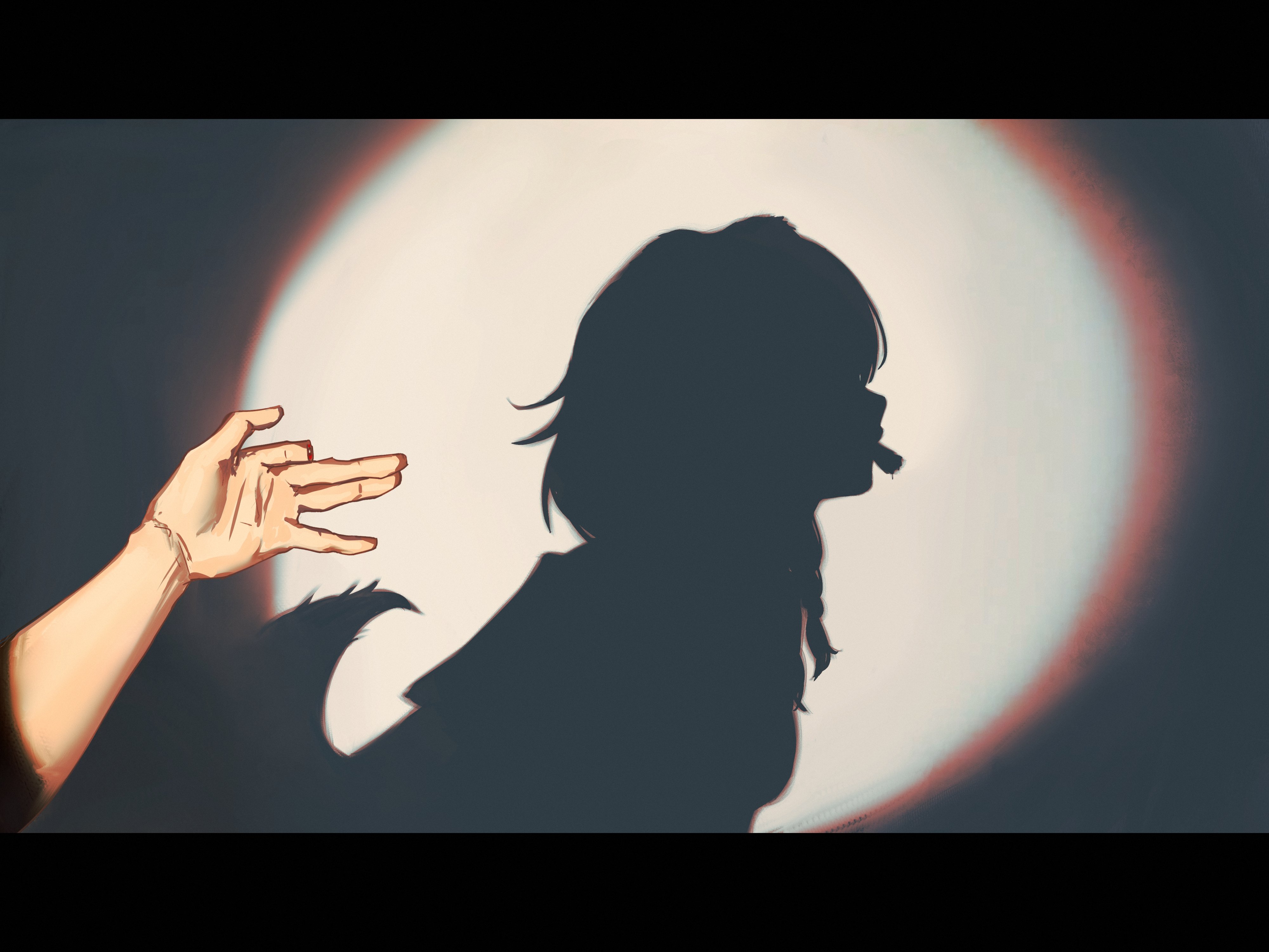 Safebooru - 1girl absurdres animal ears braid disembodied limb dog ears dog girl dog shadow ...