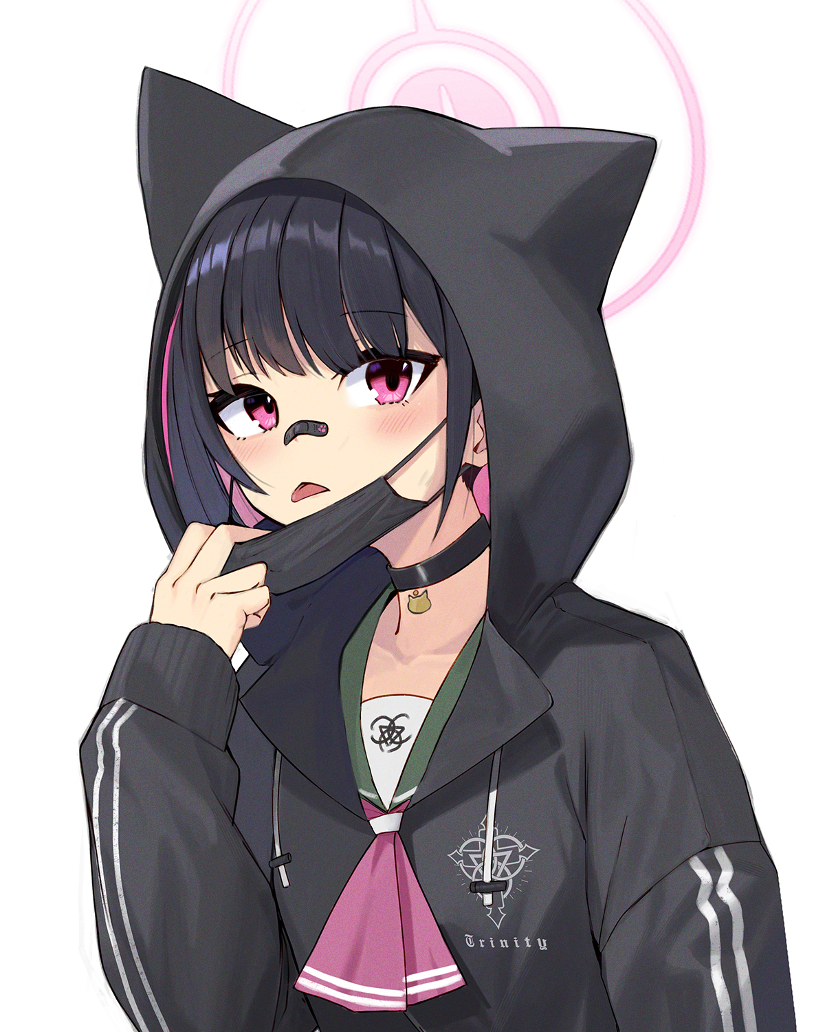 Safebooru - 1girl black choker black hair black jacket black mask blue ...