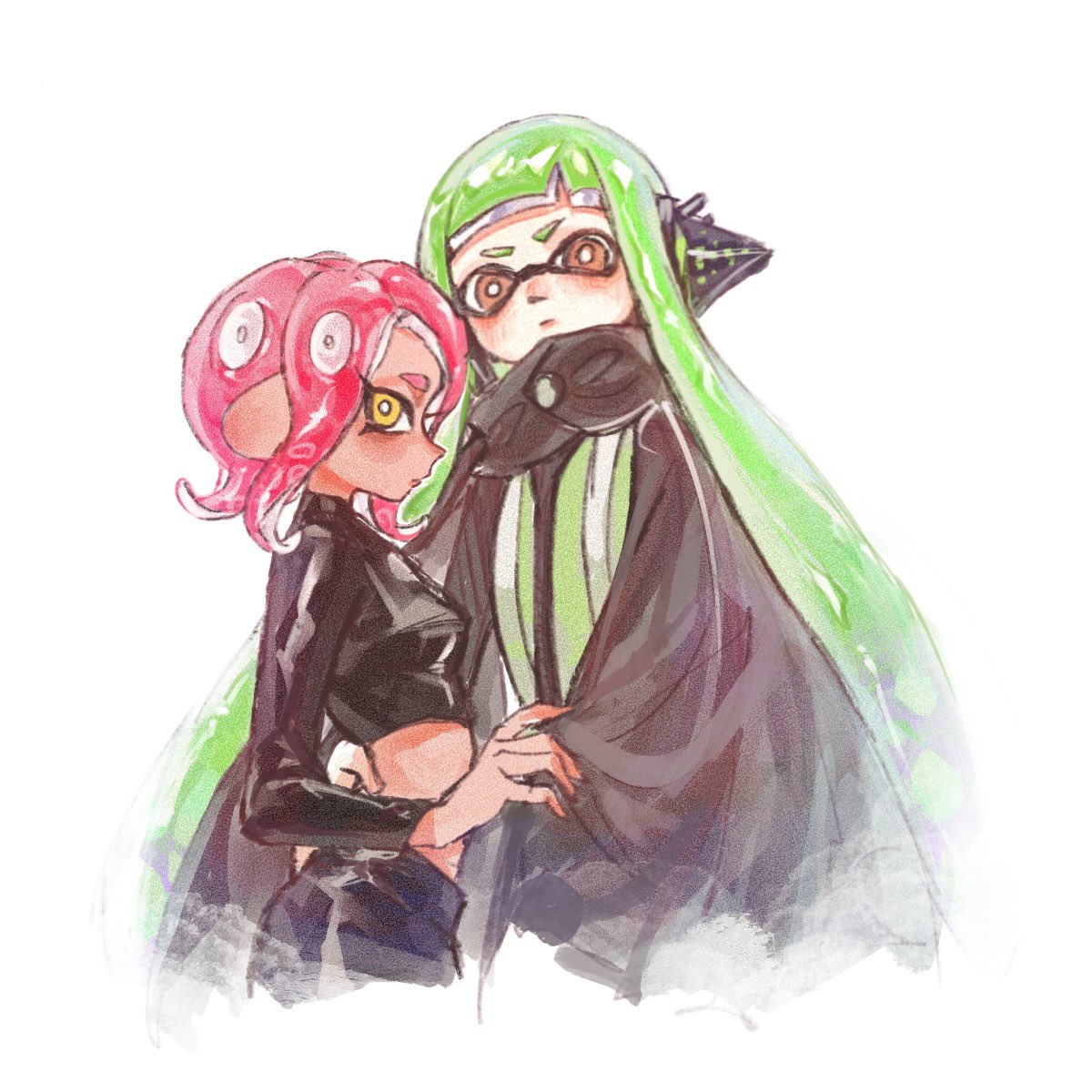 Safebooru - 2girls :| agent 3 (splatoon) agent 8 (splatoon) black cape ...