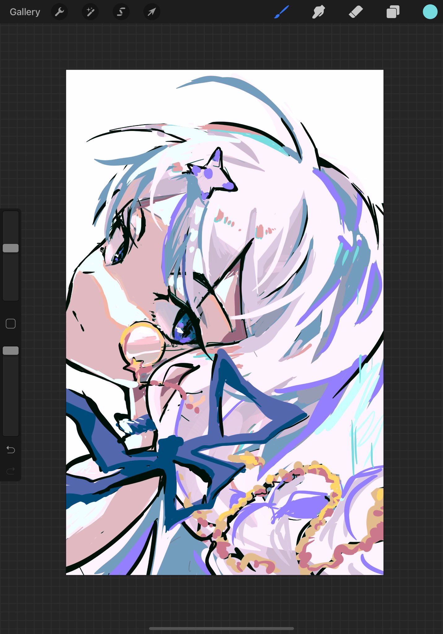 Safebooru - 1girl arcaea art program in frame backlighting blue eyes bow character request ...