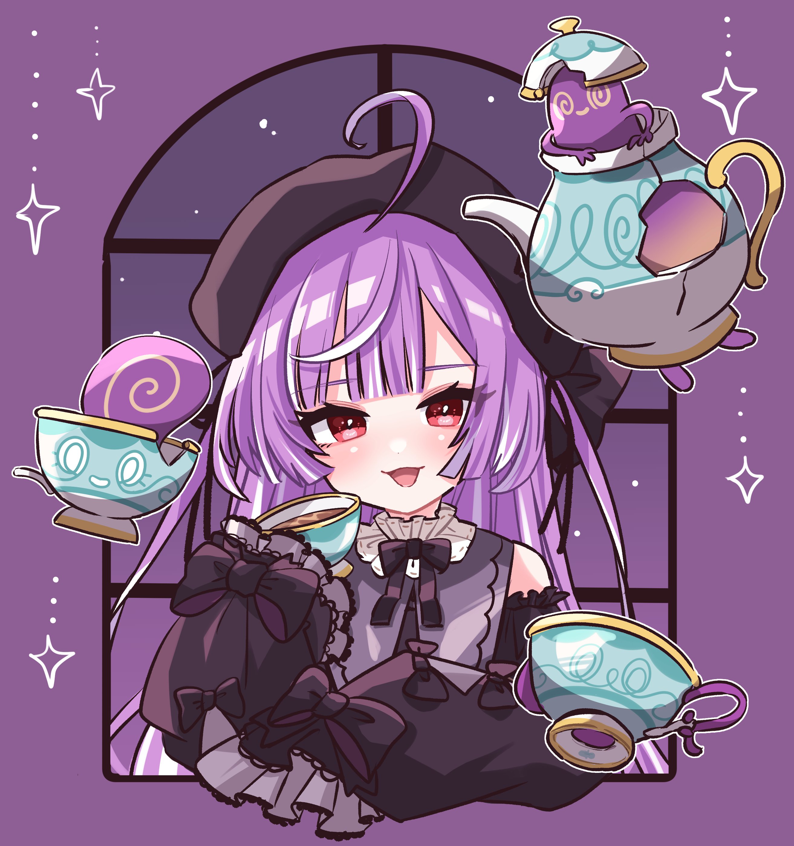 Safebooru - 1girl absurdres ahoge beret black bow black bowtie black dress black headwear blunt ...