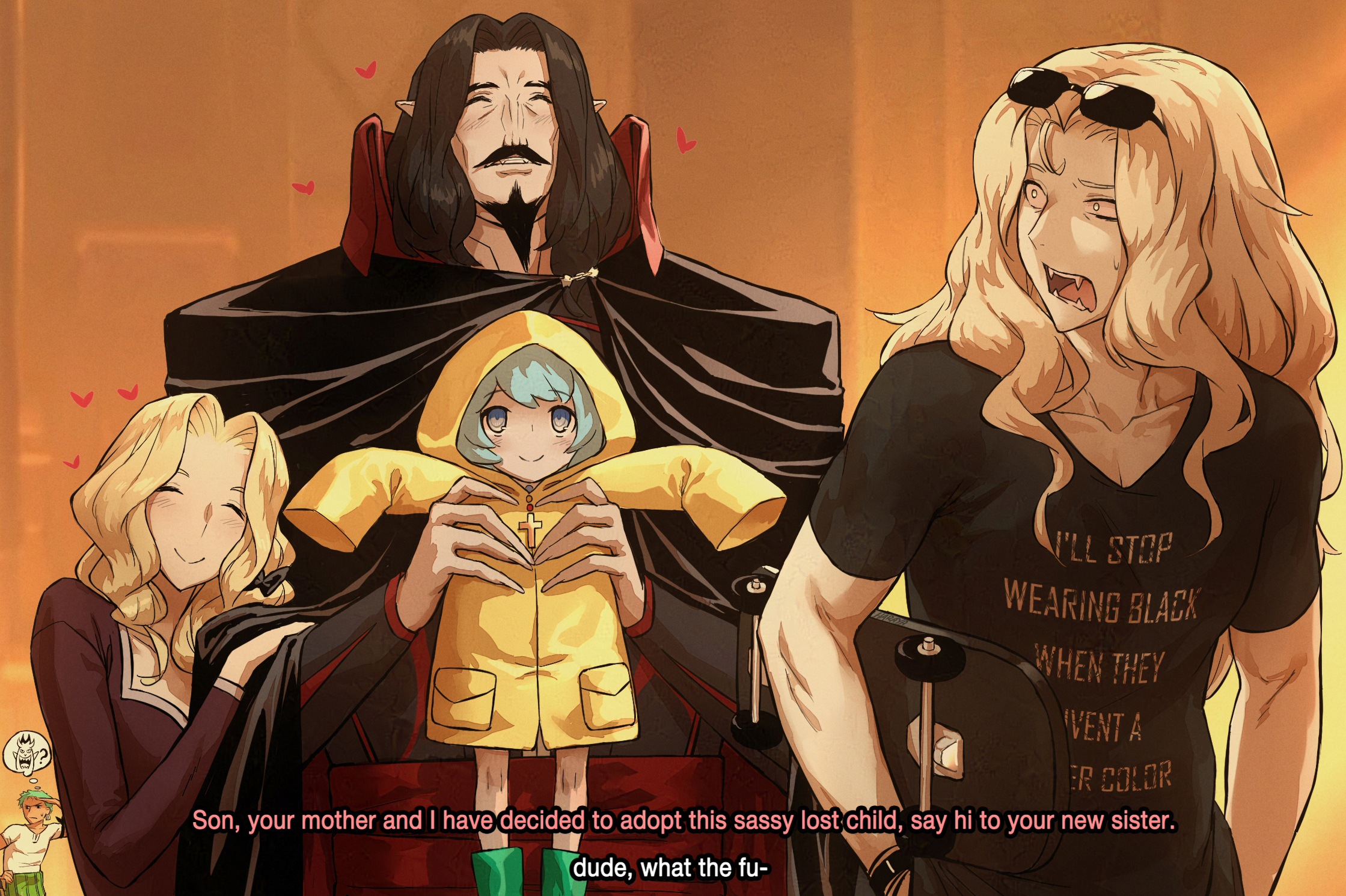 Safebooru - 2girls 3boys alucard (castlevania) beard black cape black ...