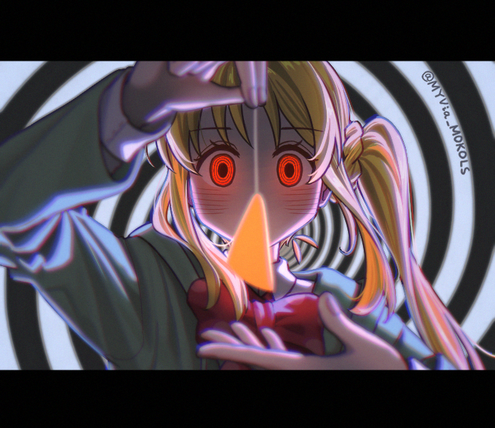 Safebooru - 1girl ahoge blonde hair blurry bocchi the rock! bow detached ahoge holding pendulum ...