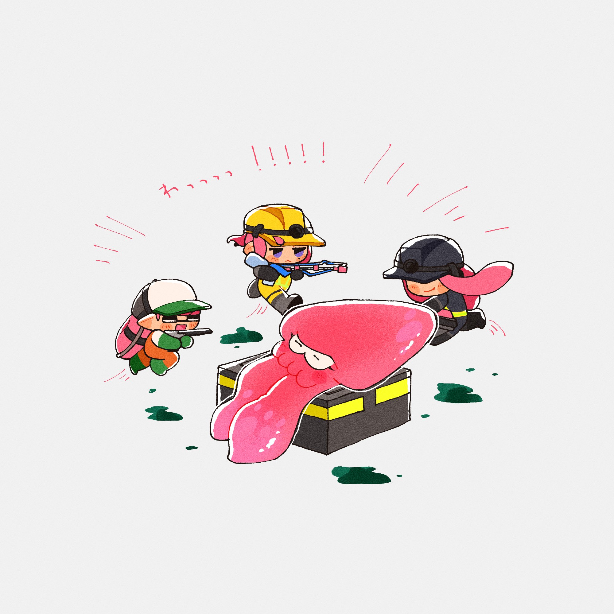 Safebooru - ! 1boy 2girls baseball cap dread wringer (splatoon ...