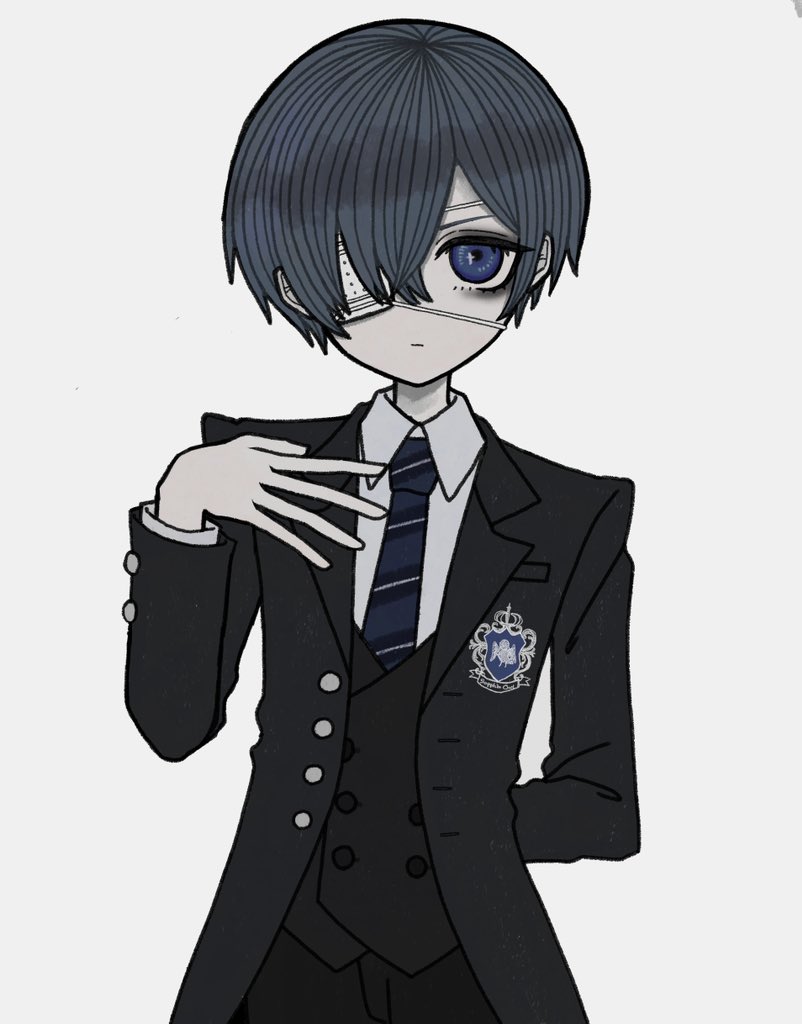 Safebooru - 1boy arm behind back badge bishounen black jacket black pants blazer blue eyes blue ...