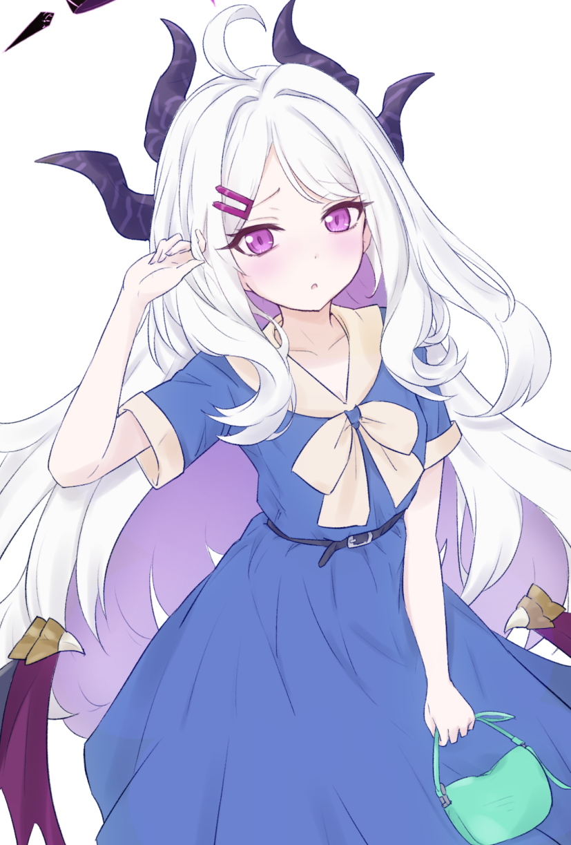 Safebooru - 1girl ahoge alternate costume bag belt black belt black halo blue archive blue dress ...