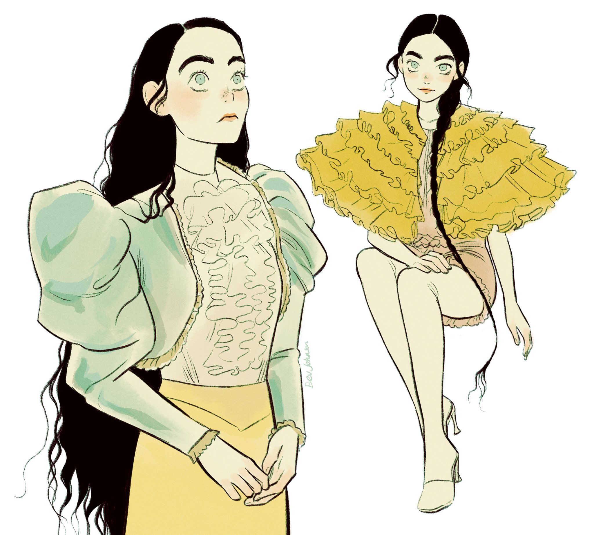 Safebooru - 1girl bella baxter bev johnson black hair commentary green ...