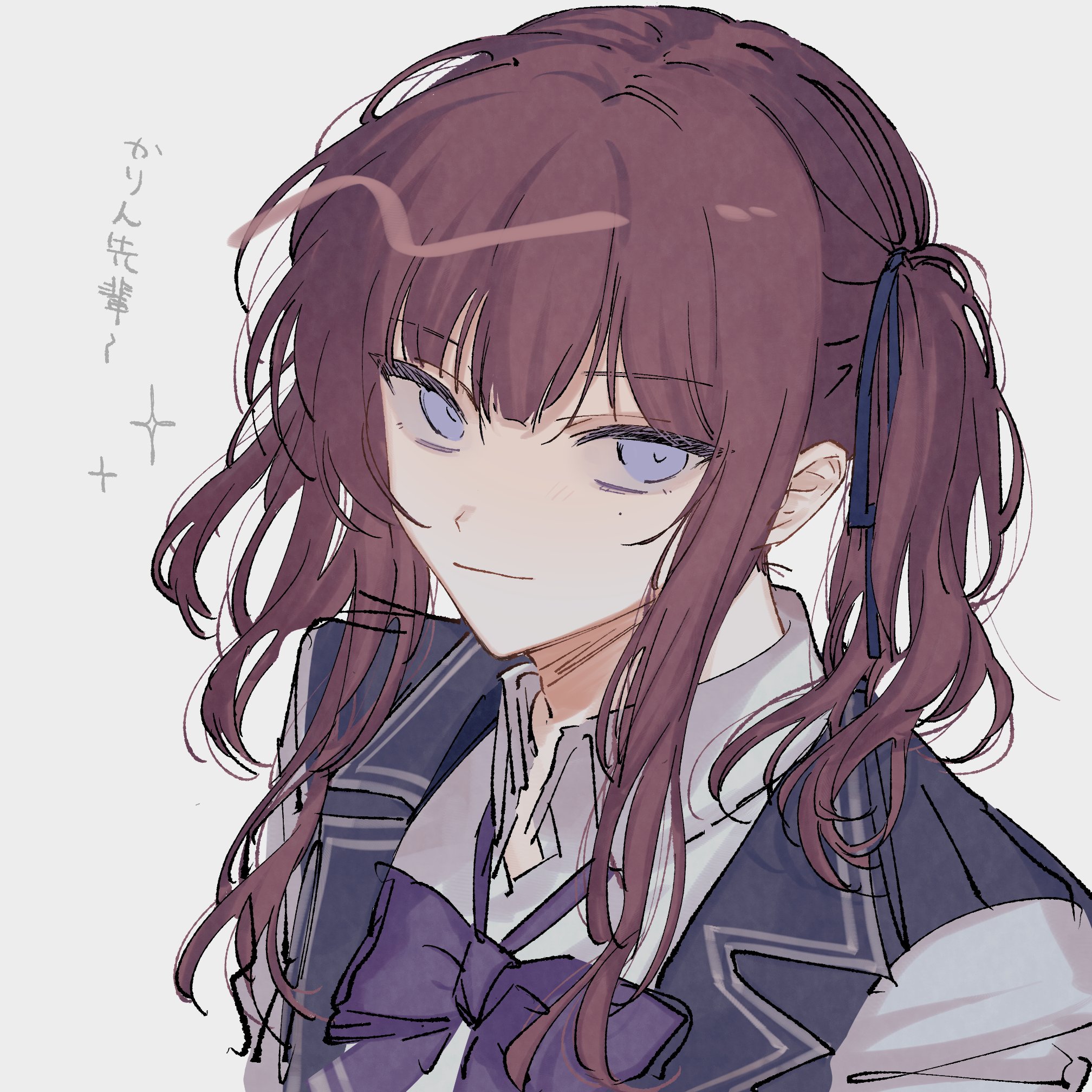 Safebooru - 1girl blue eyes blue ribbon bow bowtie brown hair cevio character name closed mouth ...
