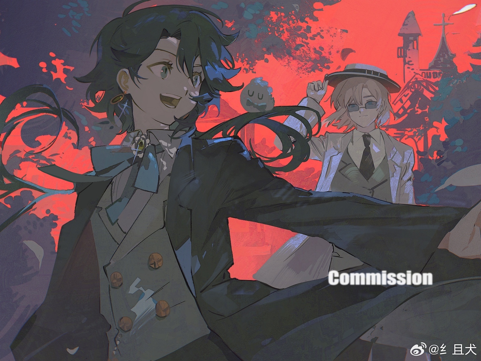 Safebooru - 1boy 1girl belt belt buckle black belt black headwear black jacket black necktie ...