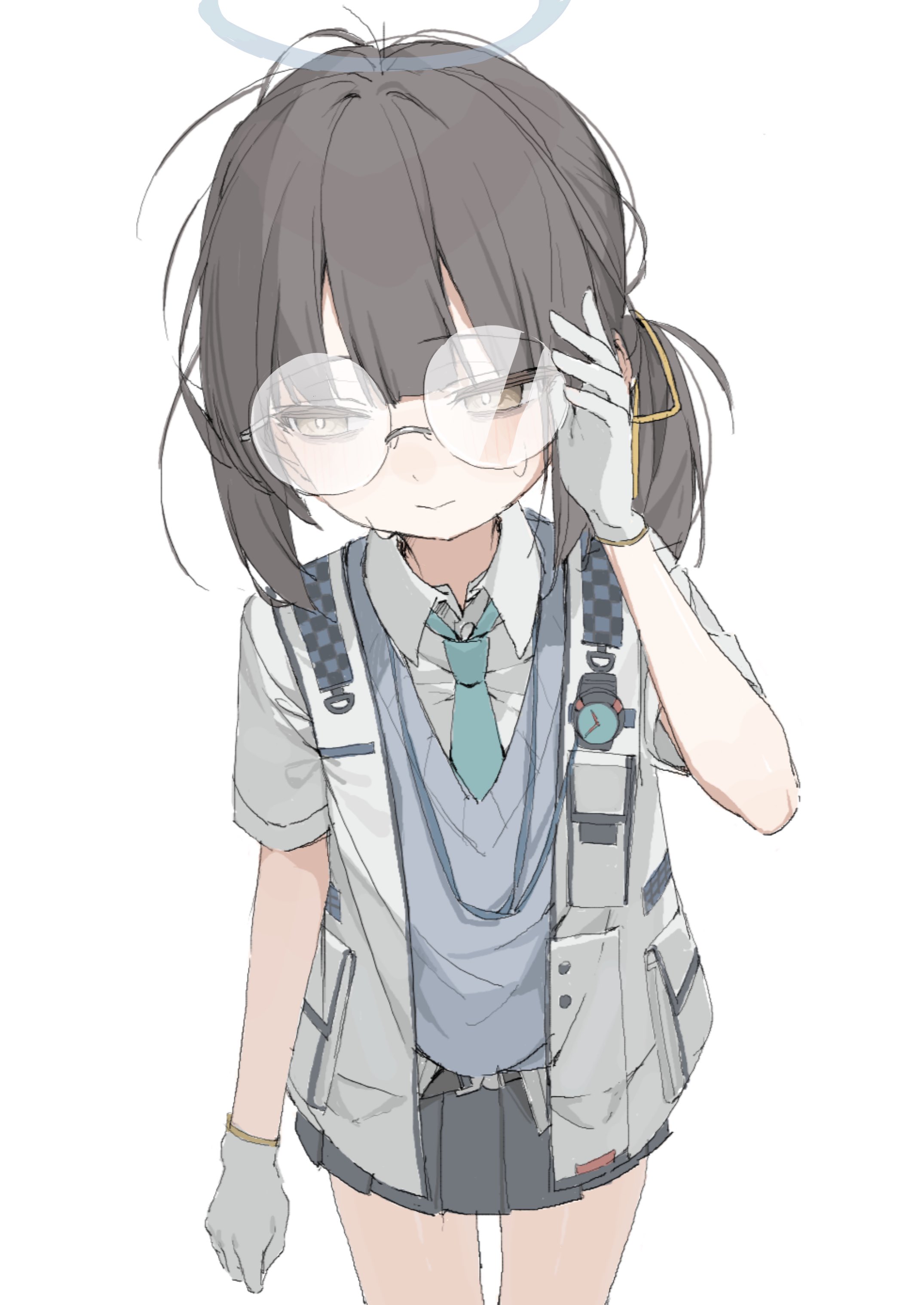 Safebooru - 1girl absurdres black hair black skirt blue archive blue necktie blue sweater vest ...