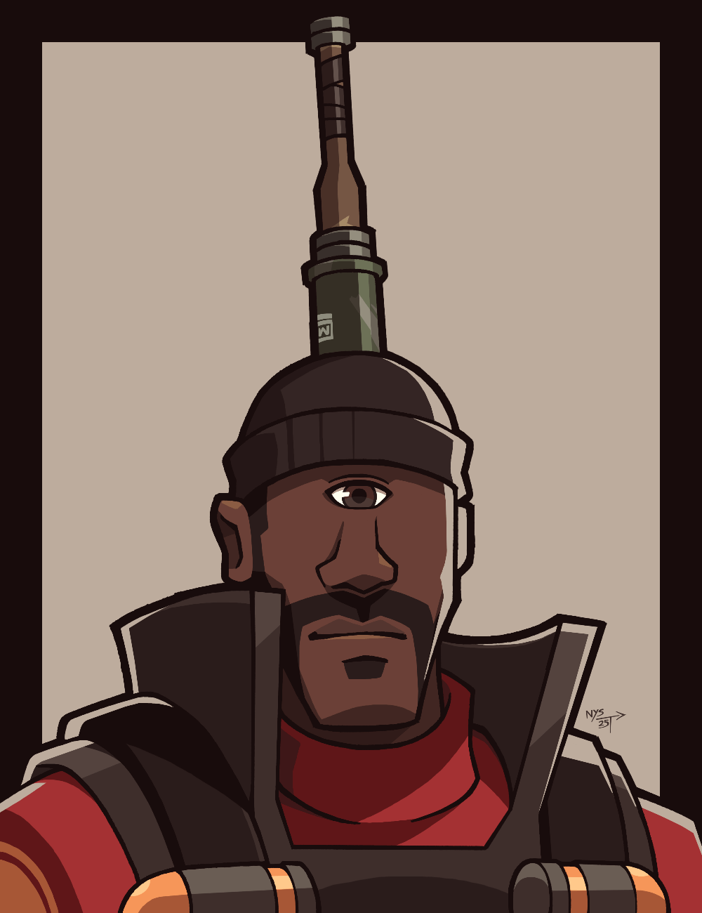 Safebooru - 1boy artist name beanie beard black border border brown ...